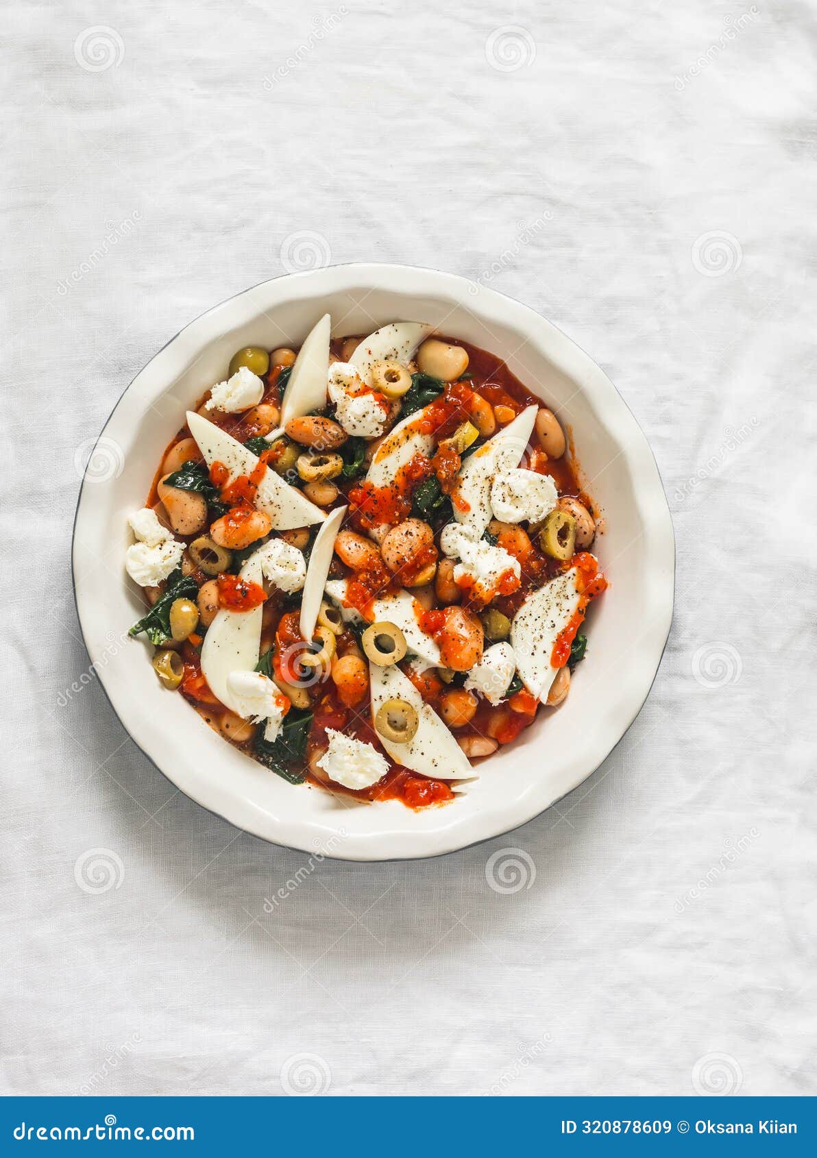 Cooking Delicious Snack, Appetizer, Tapas - Baked Beans with Spinach ...