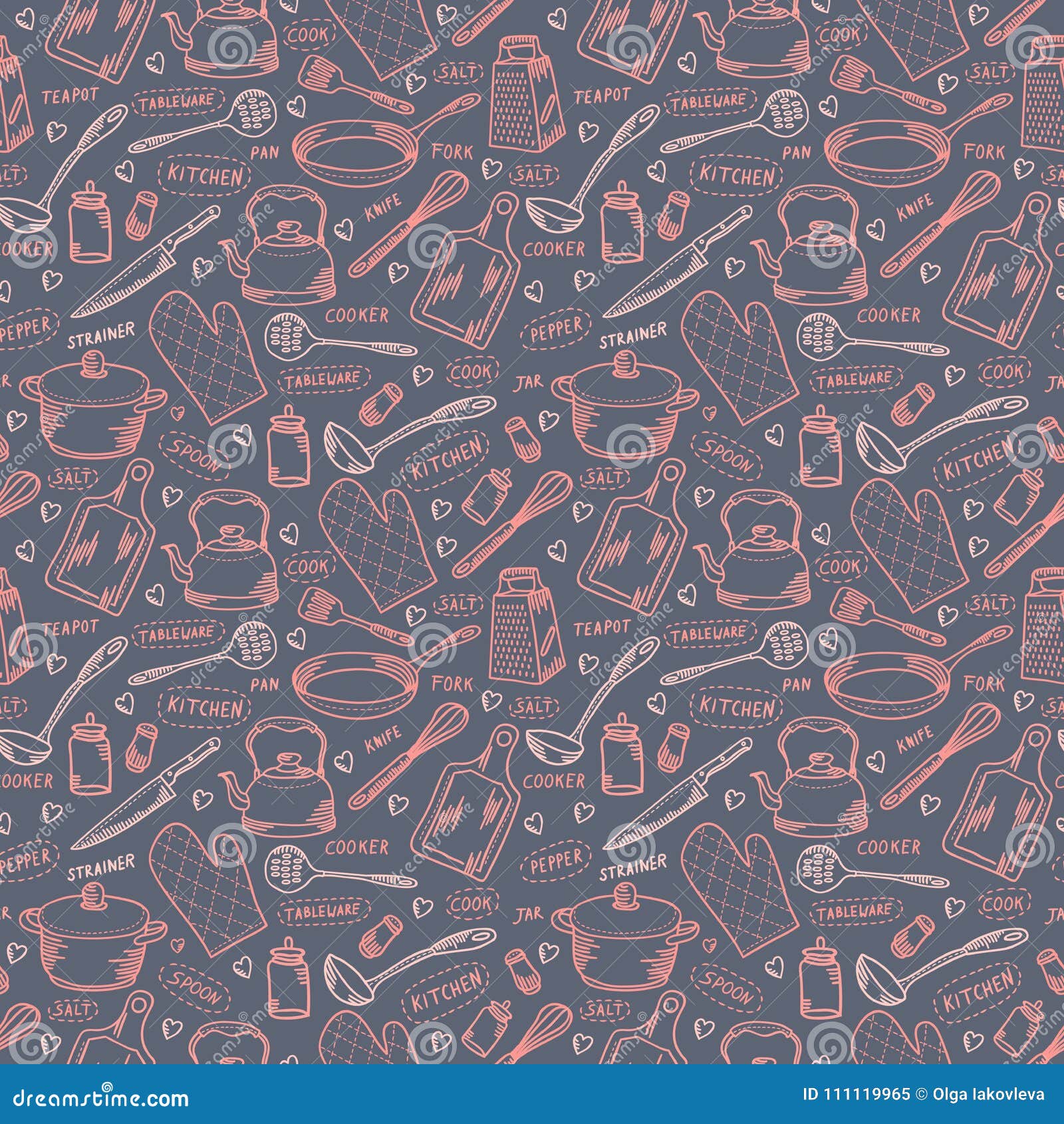 Cooking Design Texture in Colors of Pink, White and Gray Stock Vector ...