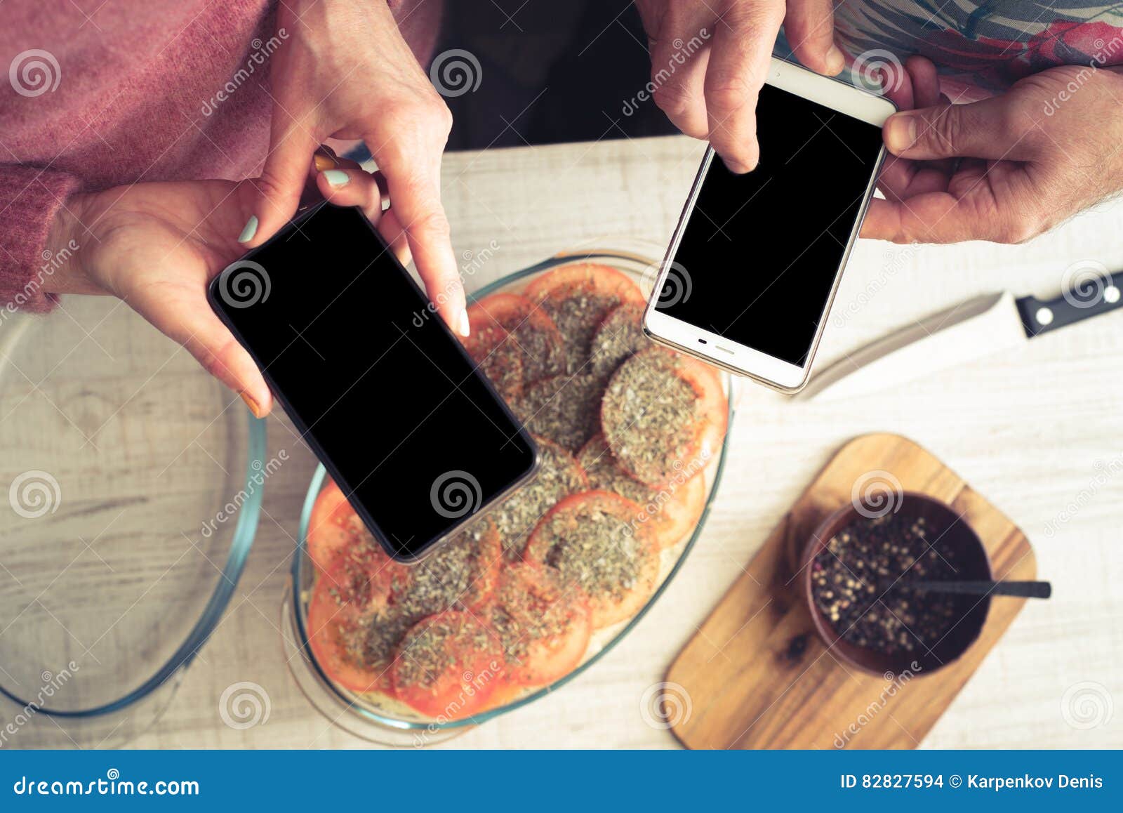 Cooking Dinner from the Internet Recipe Top View Stock Photo - Image of ...
