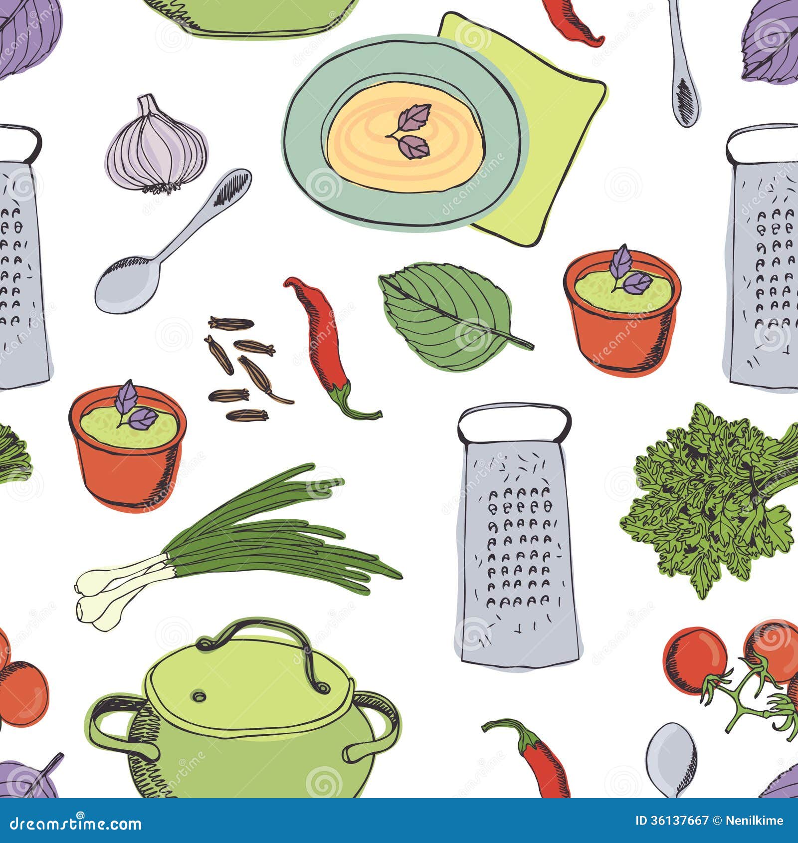 Cooking dinner pattern stock vector. Illustration of collection - 36137667