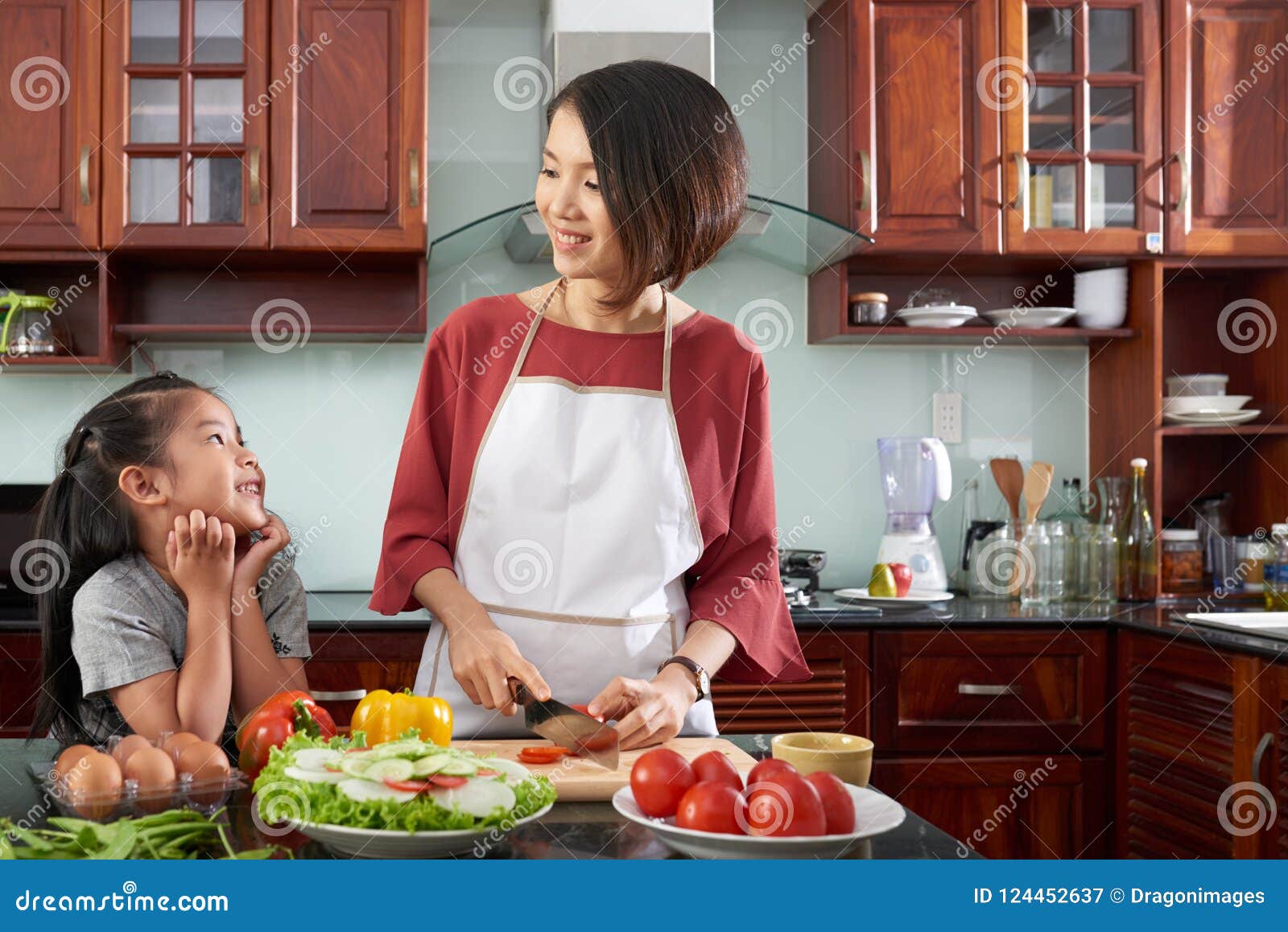 Cooking dinner stock image. Image of girl, organic, salad - 124452637