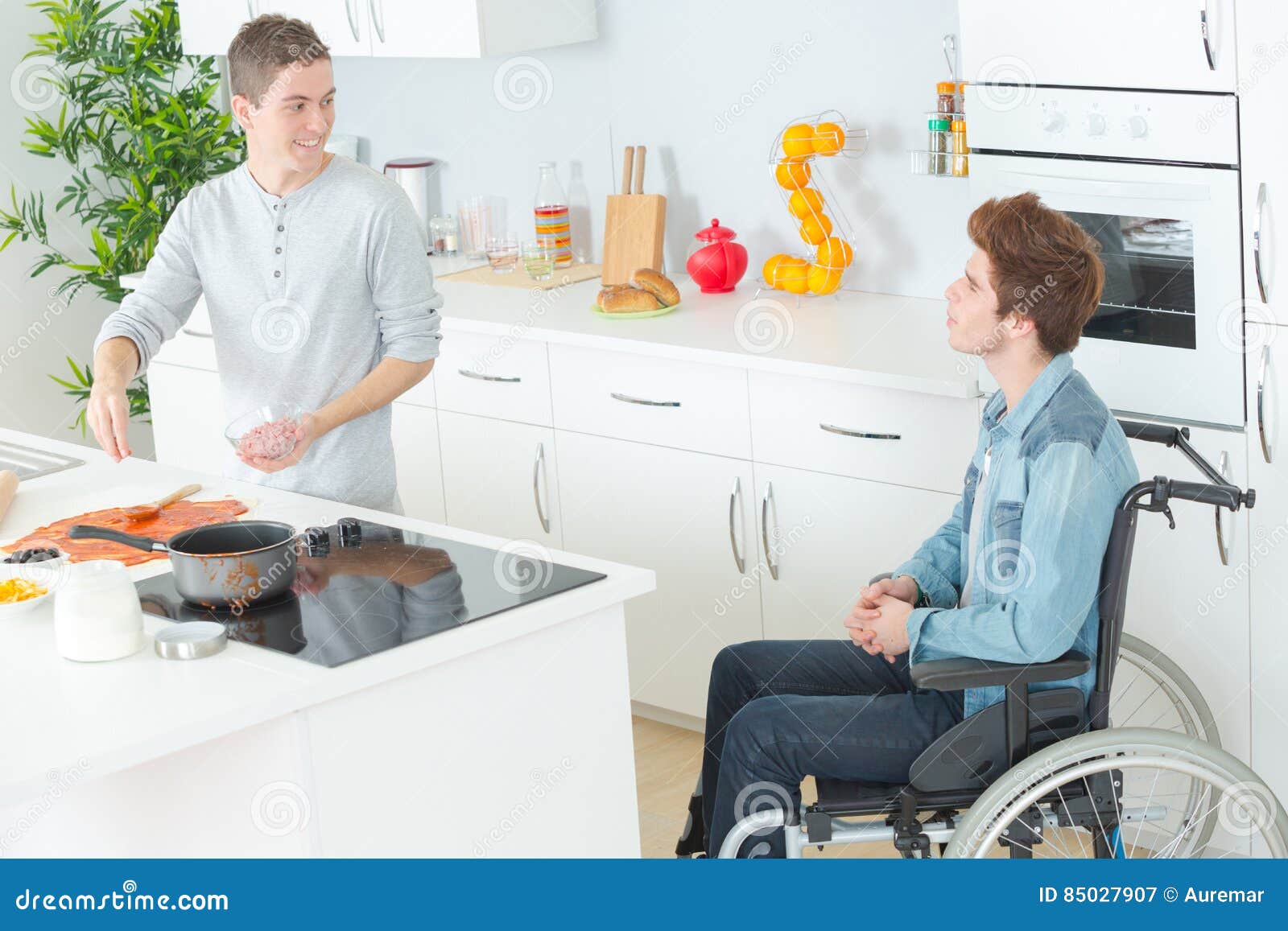 Cooking for Disabled Friend Stock Image - Image of wheelchair, pizza ...