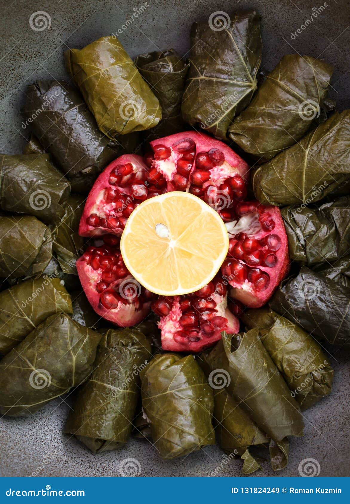 Cooking Dolma with Meat, Pomegranate and Lemon Stock Image - Image of ...