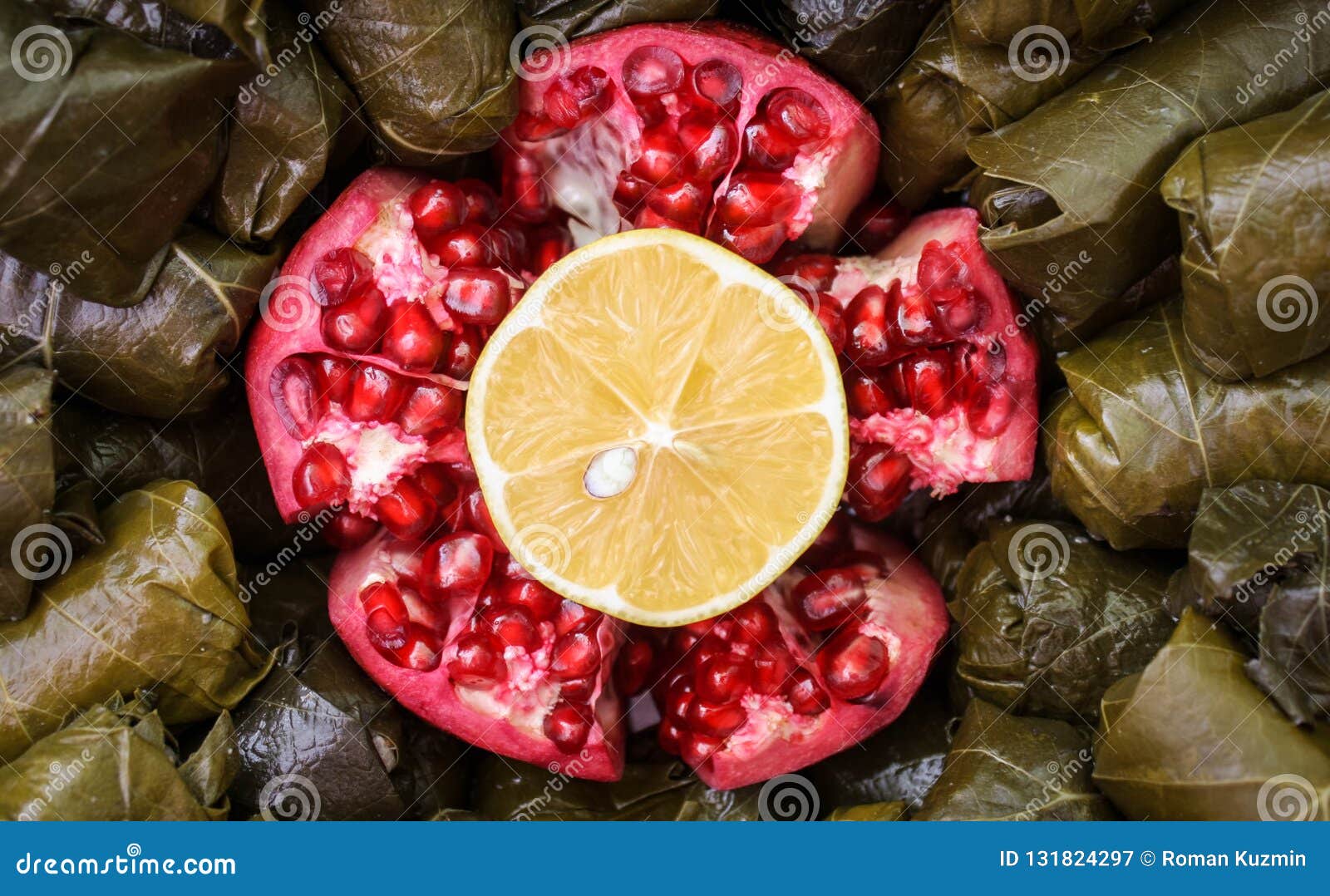 Cooking Dolma with Meat, Pomegranate and Lemon Stock Image - Image of ...