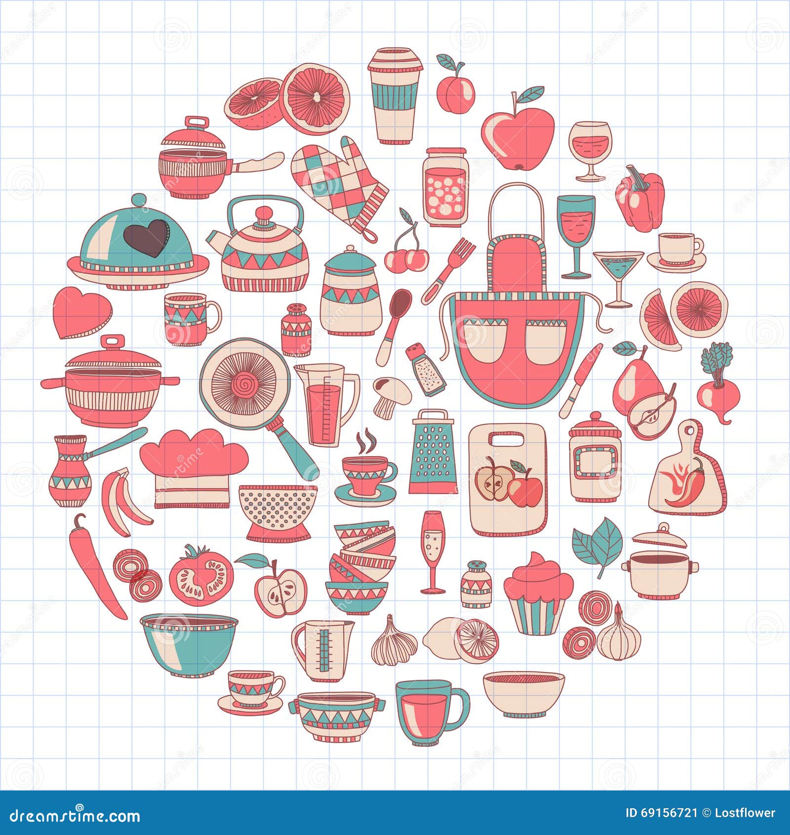 Cooking Doodle Style Elements Stock Illustration - Illustration of ...