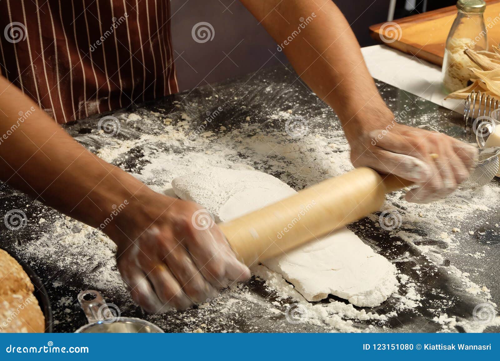 Cooking Dough for Baking in the Kitchen, Ready-made Bread for Ba Stock ...