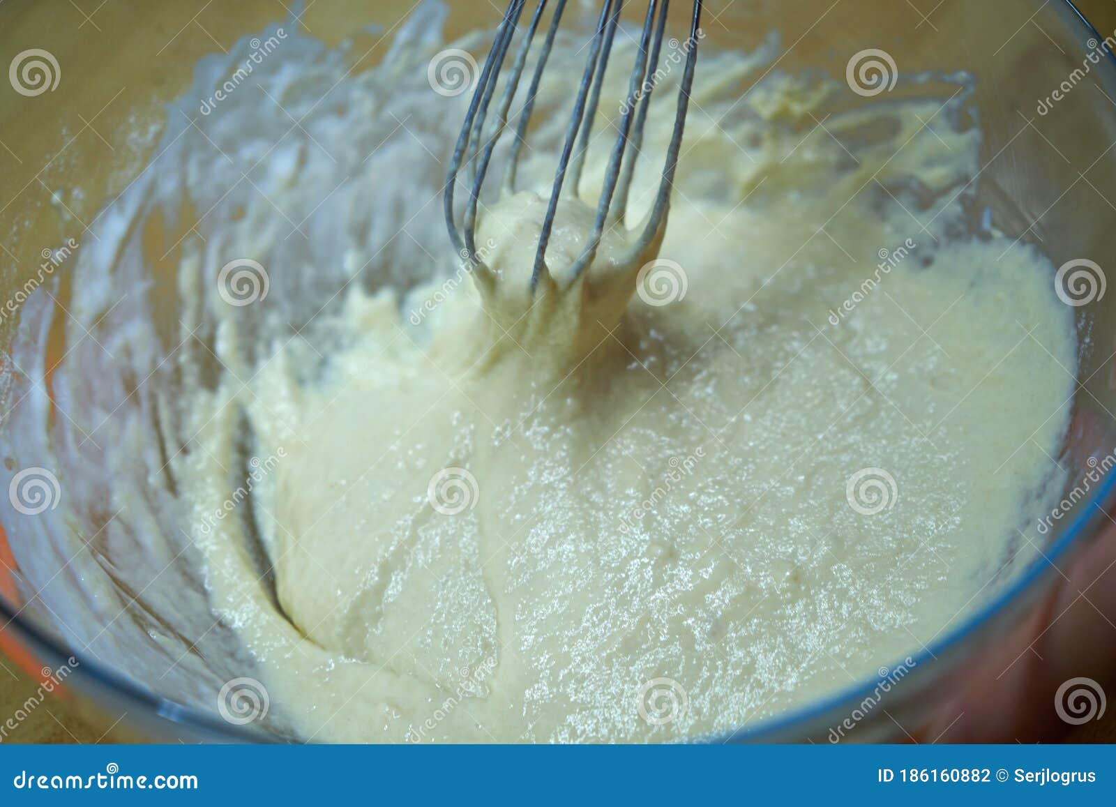 Cooking Dough. Stir the Dough with a Whisk Stock Photo - Image of ...