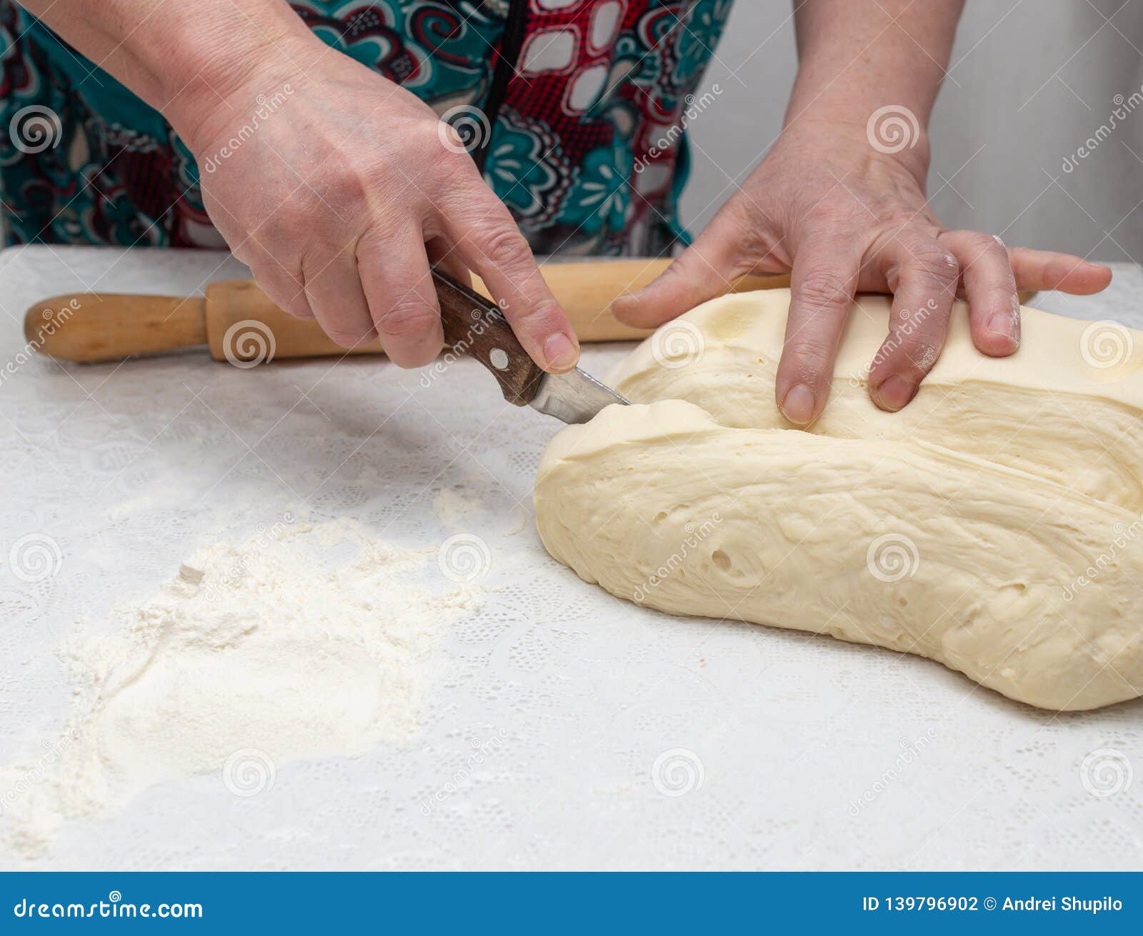 Cooking Dough on the Table at Home Stock Photo - Image of baker, flour ...