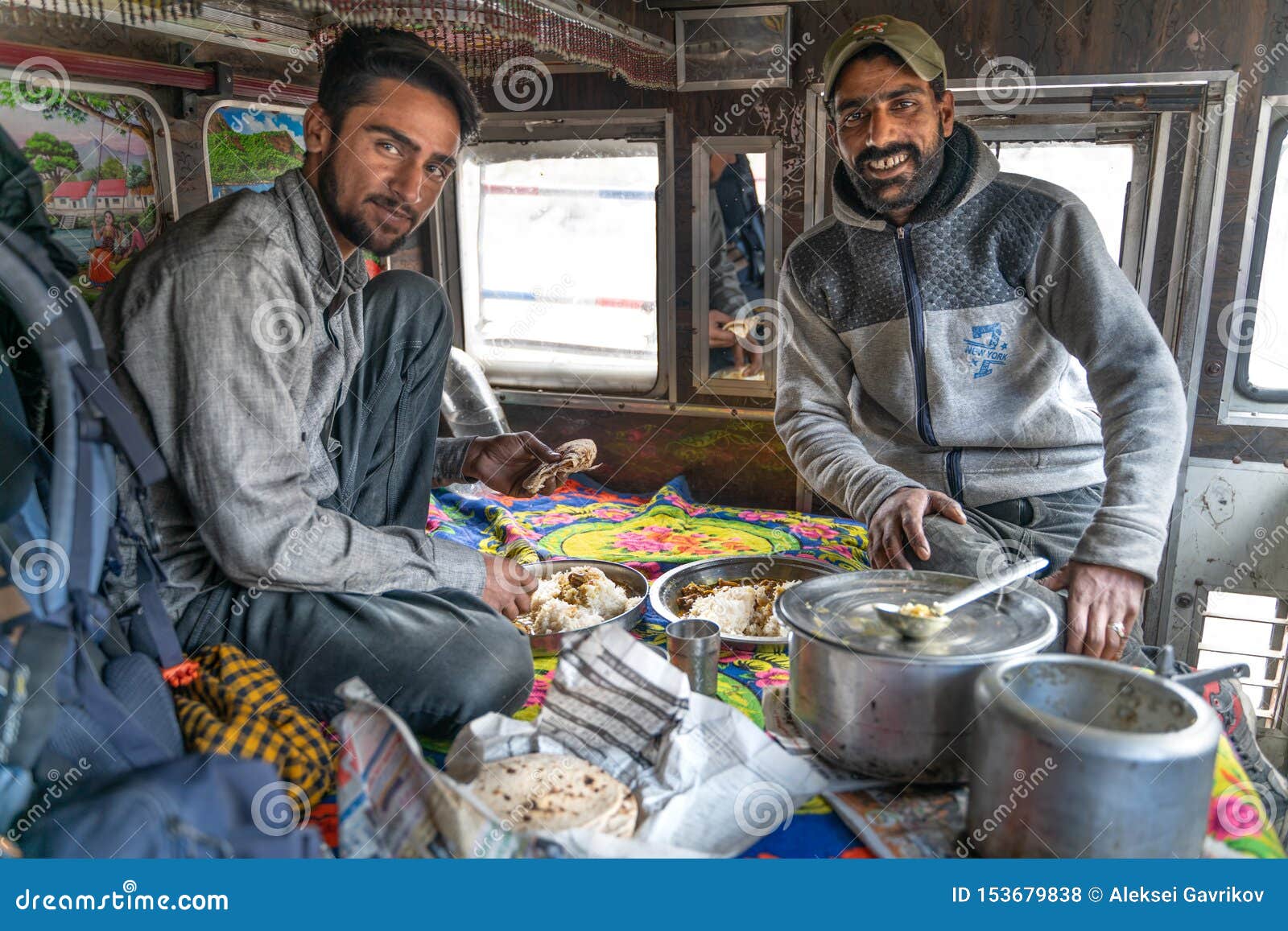 Cooking and Eating View with Indian Drivers Inside the Truck Editorial ...
