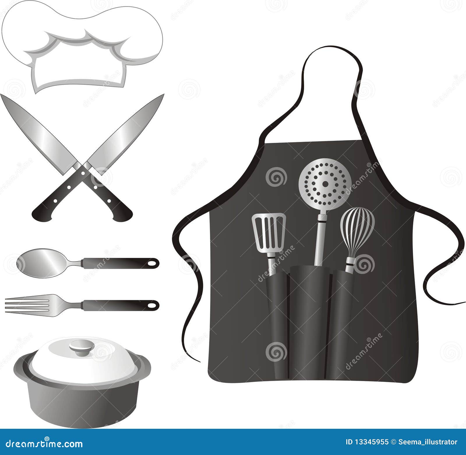 Cooking elements stock illustration. Illustration of kitchen - 13345955