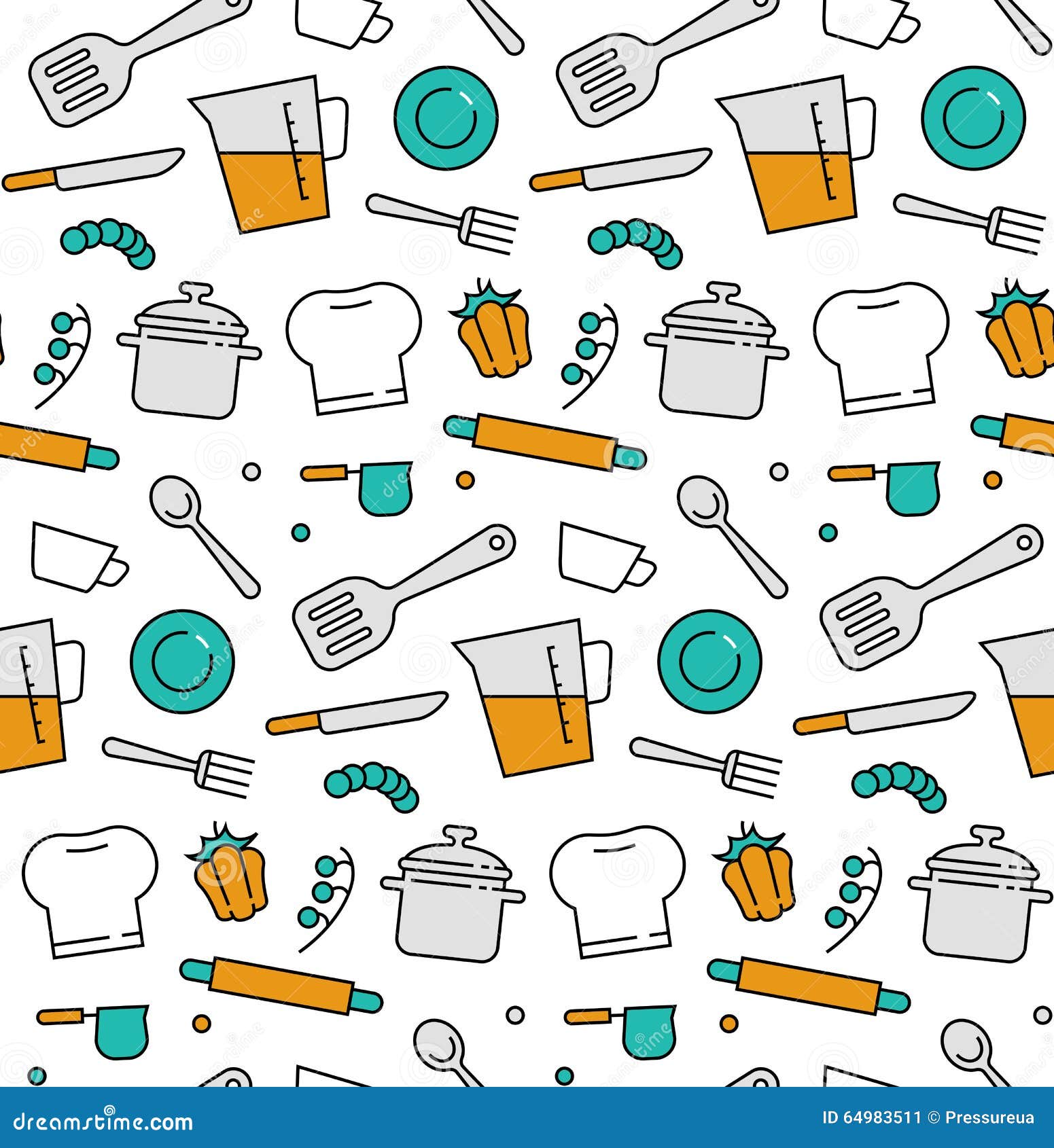 Cooking Elements Seamless Icons Pattern Stock Vector - Illustration of ...