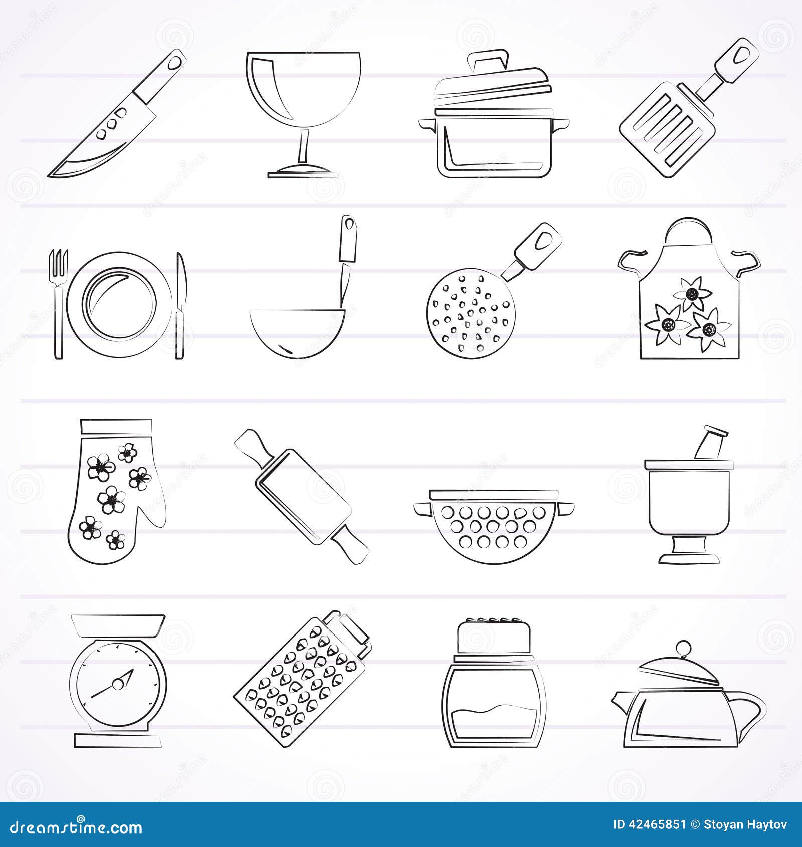 Cooking Equipment Icons stock vector. Illustration of plate - 42465851