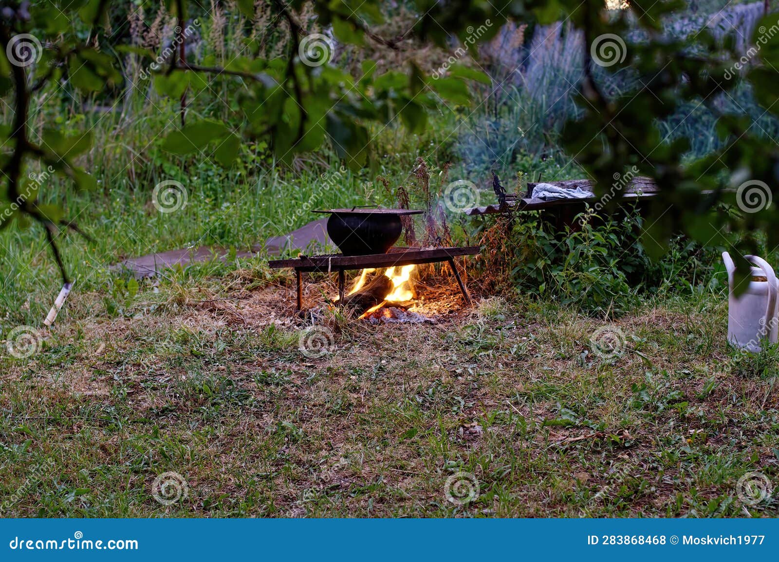 Cooking on a Fire in Cast Iron Stock Photo - Image of stove, interior ...