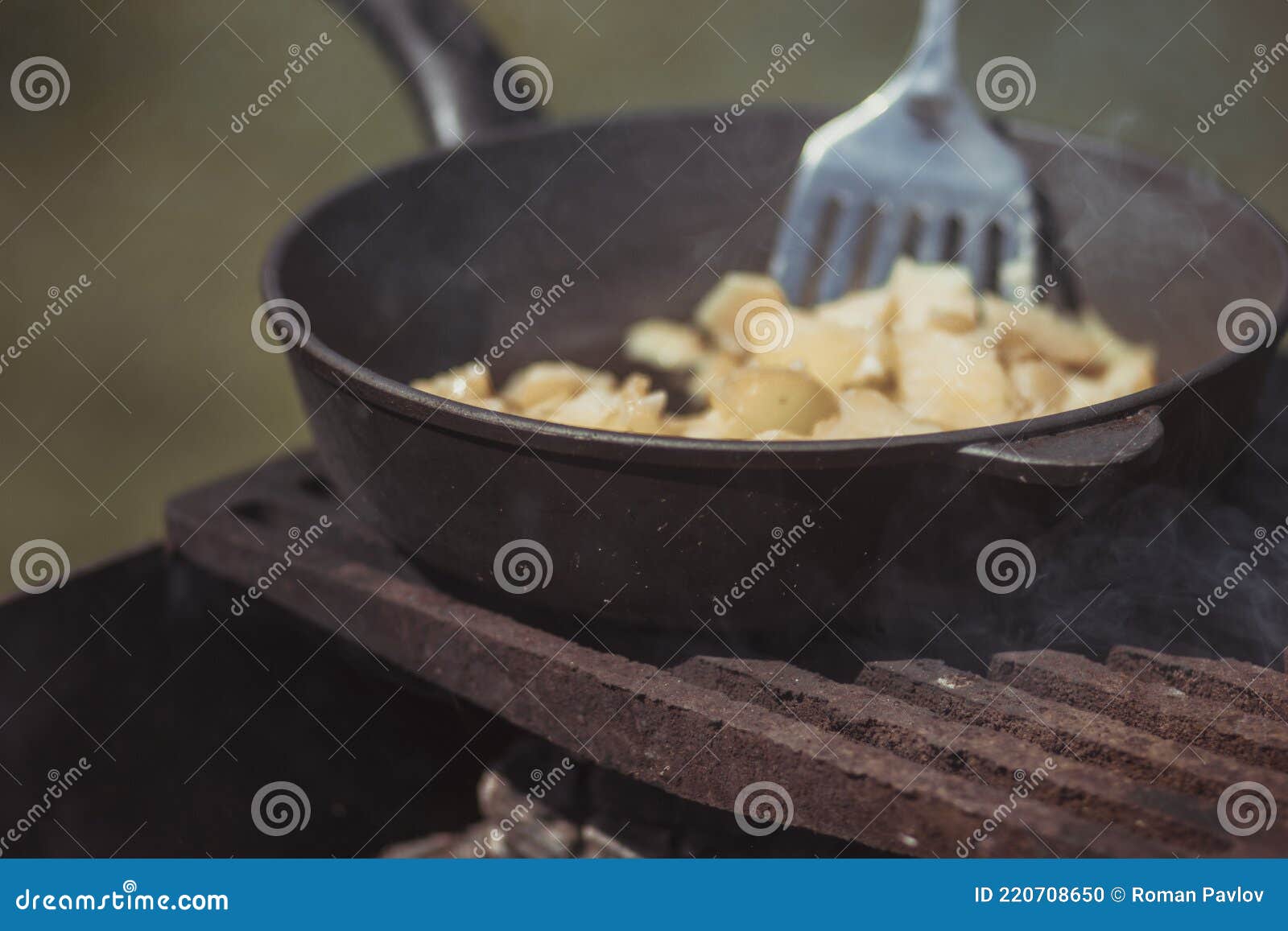 Cooking on Fire and Coals Delicious Lunch Stock Photo - Image of ...