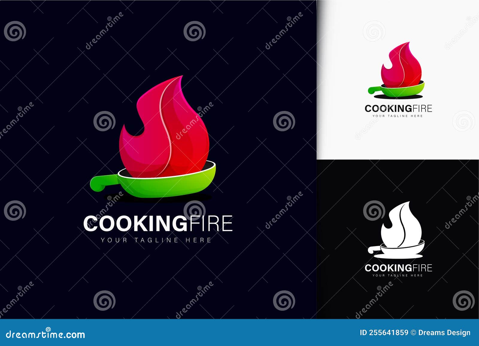 Cooking Fire Logo Design with Gradient Stock Vector - Illustration of ...