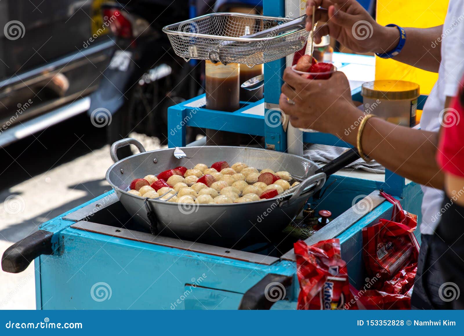 Cooking Fish Ball on the Street Stock Photo - Image of fishball ...