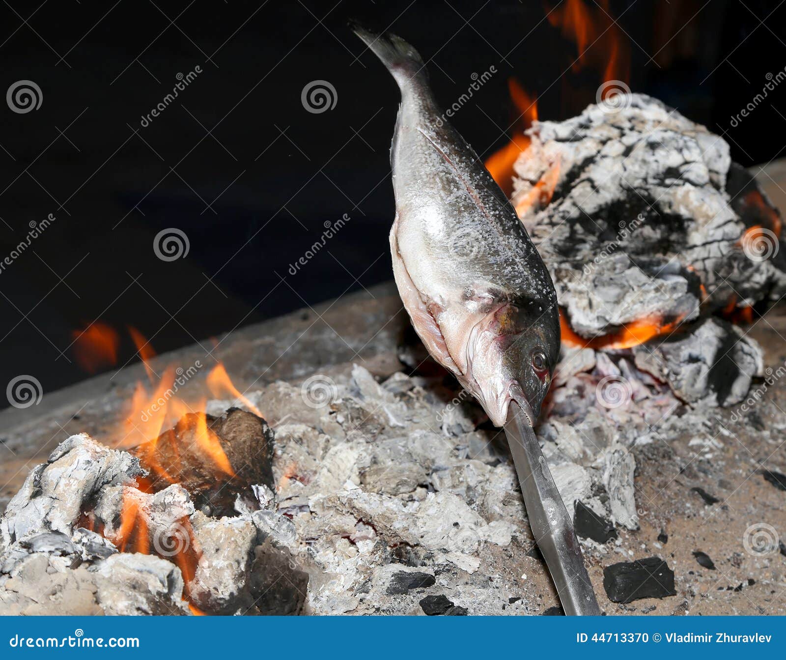 Cooking fish grilled stock photo. Image of fillet, coal - 44713370