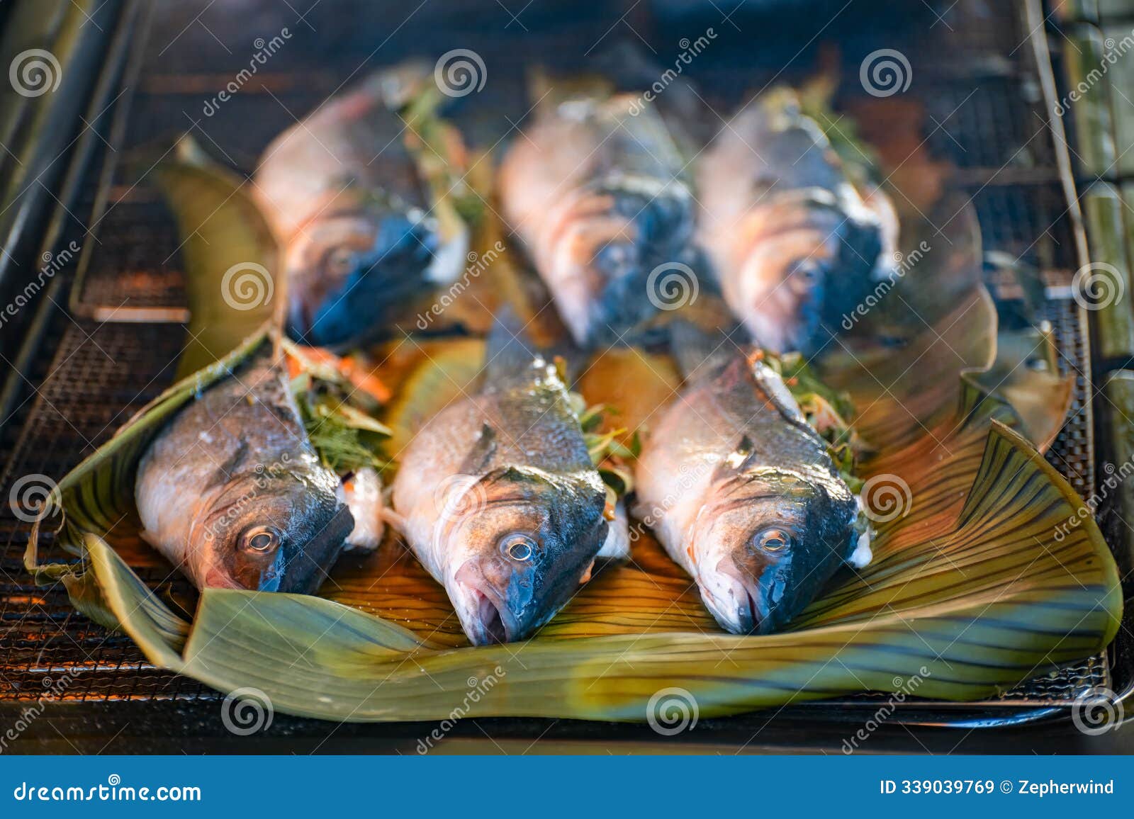 Cooking Fish on a Palm Leaf Stock Image - Image of animal, food: 339039769