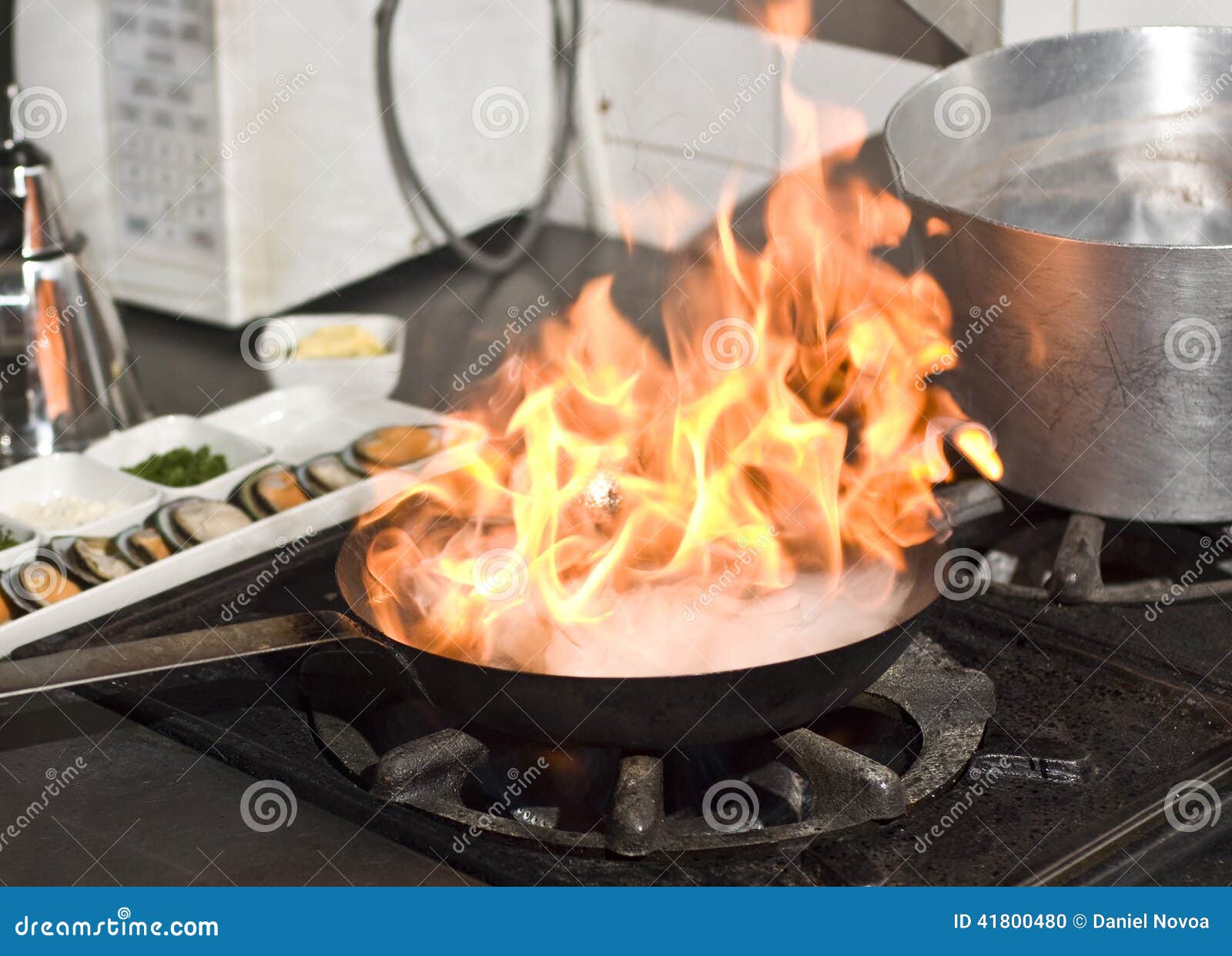 Cooking with flame stock photo. Image of restaurant, commercial - 41800480