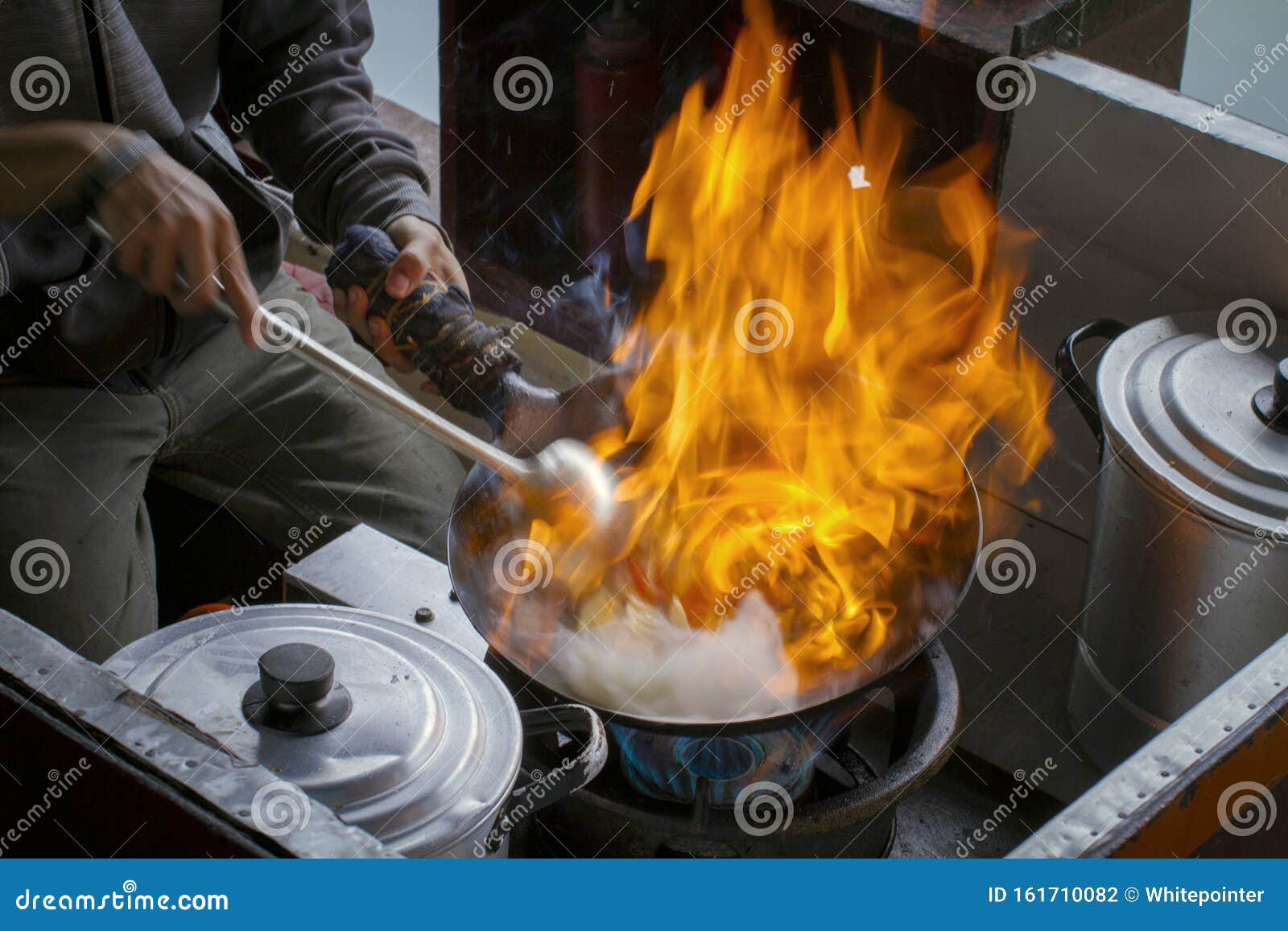 Cooking Flame on the Top of a Wok Stock Photo - Image of cooker ...