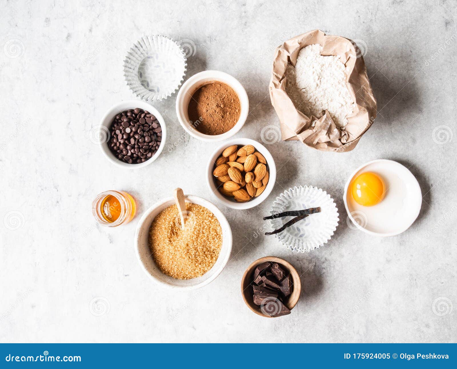 Cooking Flat Lay of Various Food Ingredients for Baking on a White ...