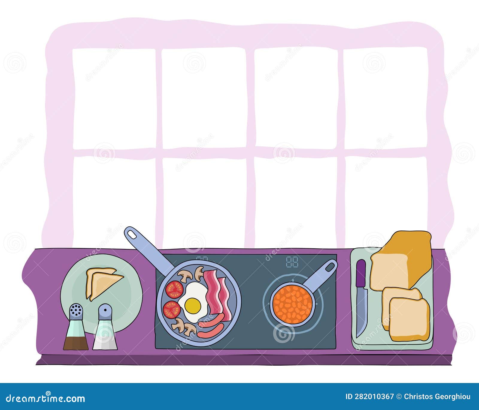 Cooking Food Full English Fried Breakfast Kitchen Stock Vector ... Cooking Food Full English Fried Breakfast Kitchen Stock Vector ...