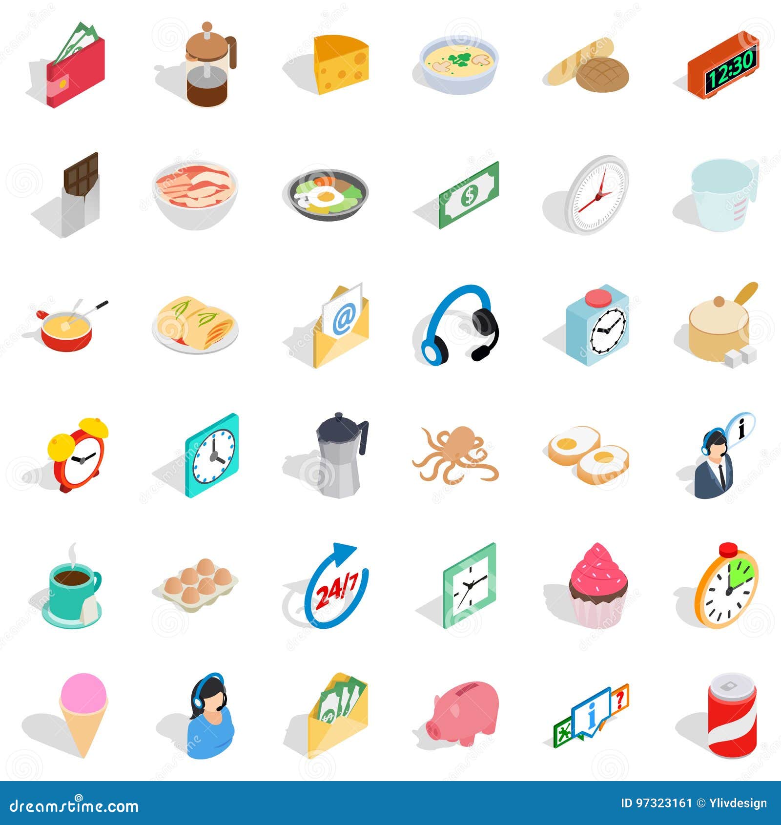 Cooking Food Icons Set, Isometric Style Stock Vector - Illustration of ...