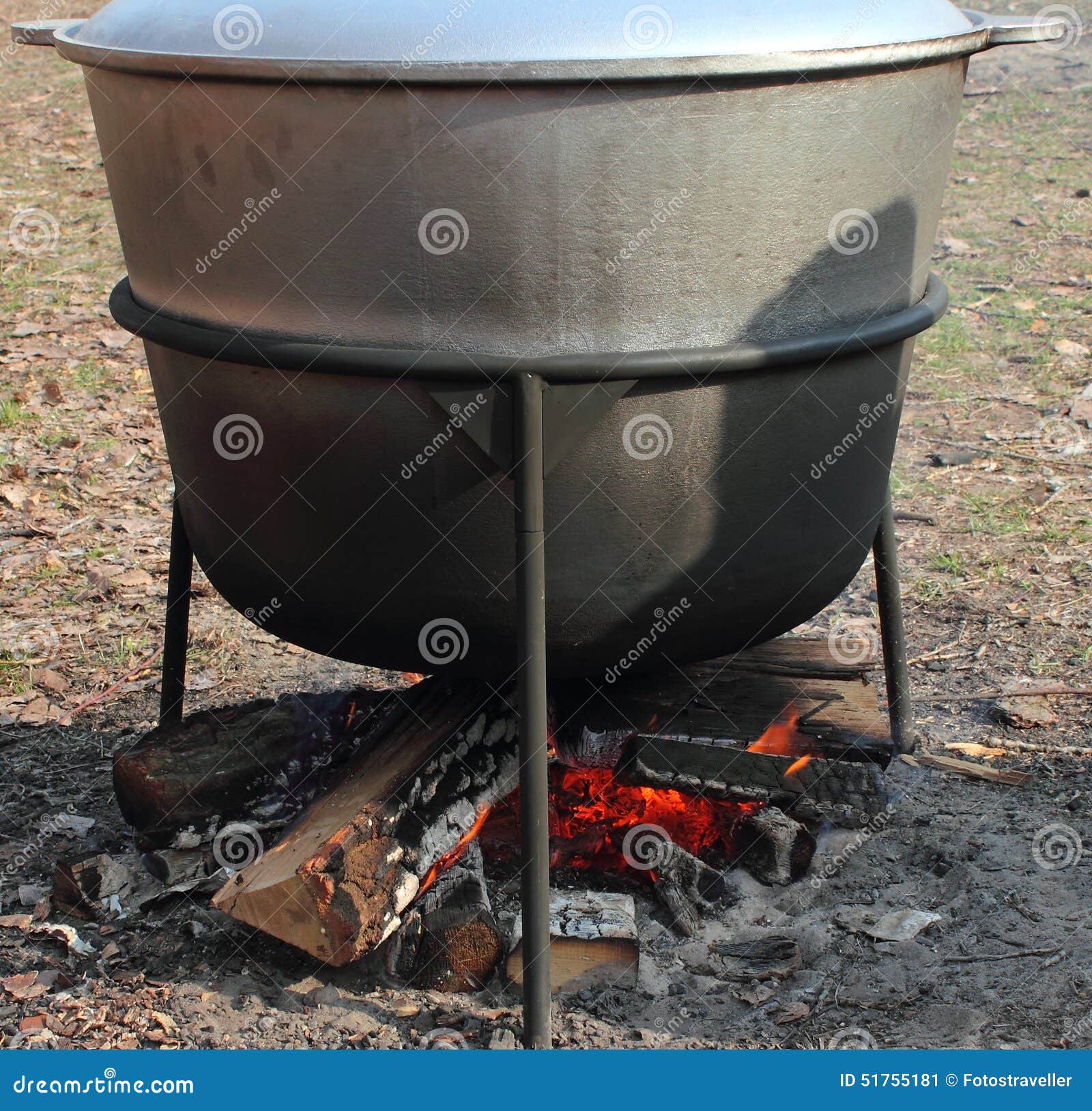 Cooking Food Over a Campfire Stock Image - Image of oven, meal: 51755181