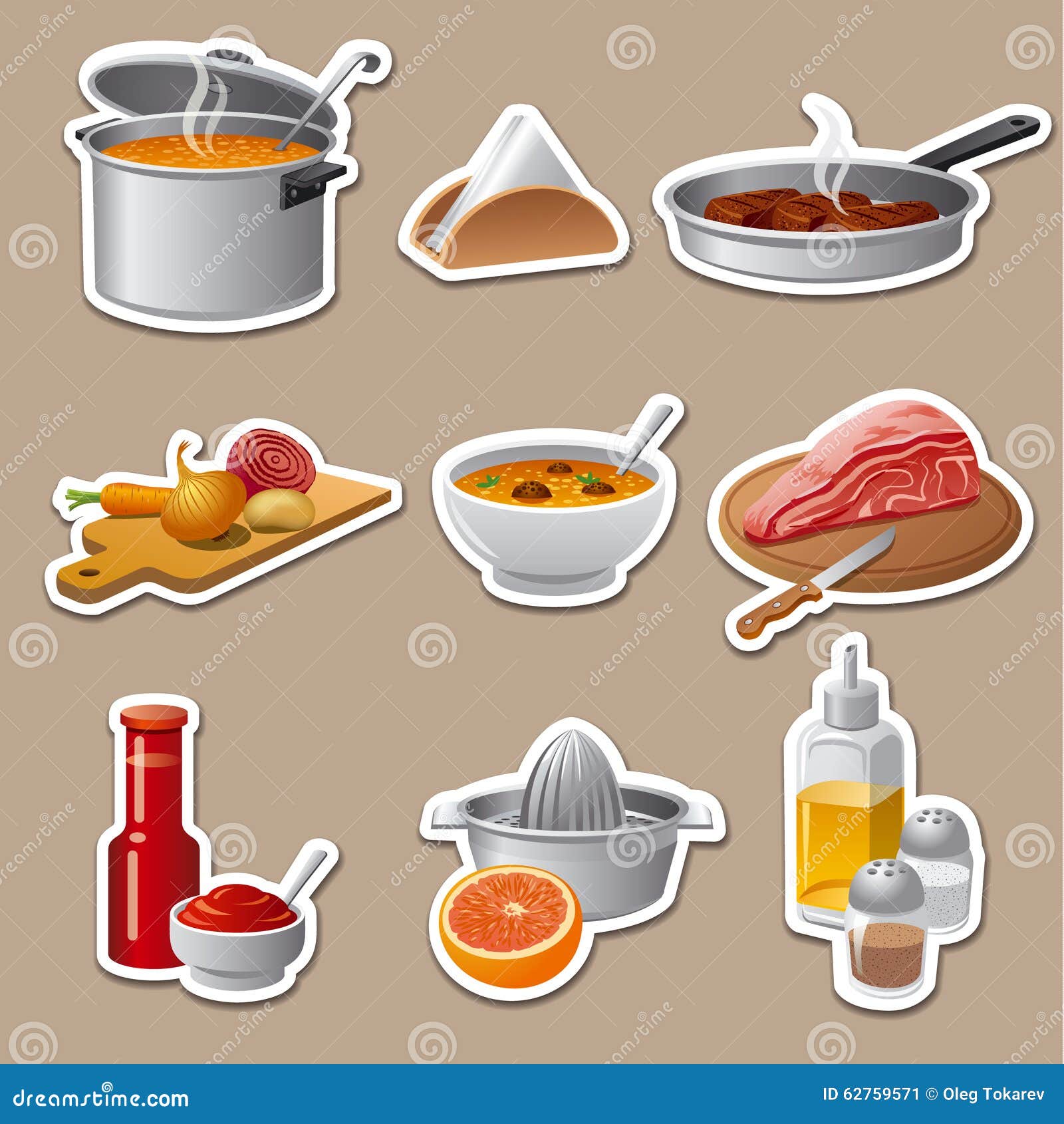 Cooking food stickers stock illustration. Illustration of concept ...