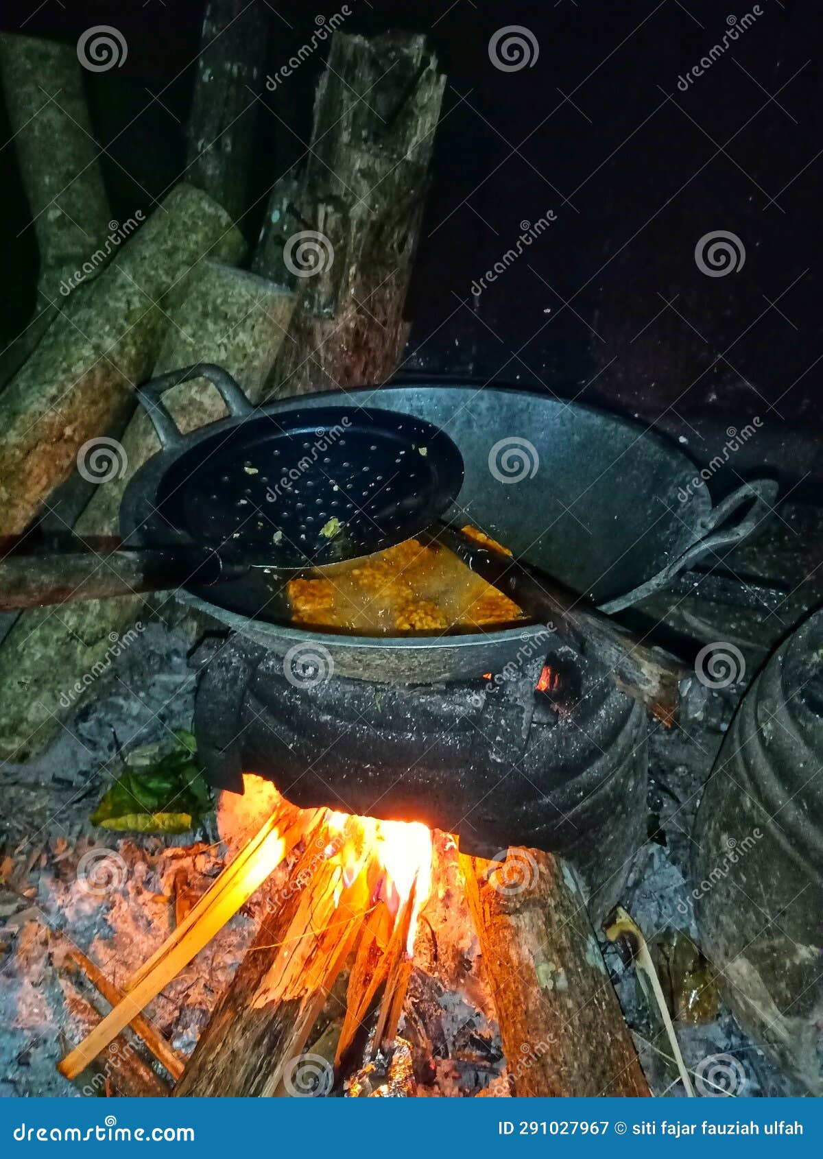 Cooking Food Using a Wood-burning Stove Stock Image - Image of stove ...