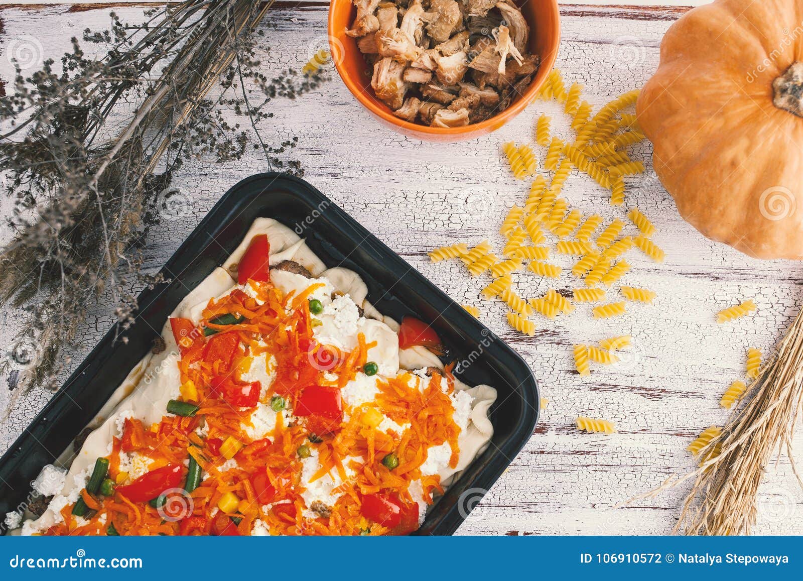 Cooking, Food on the White Table Surface Stock Photo - Image of ...