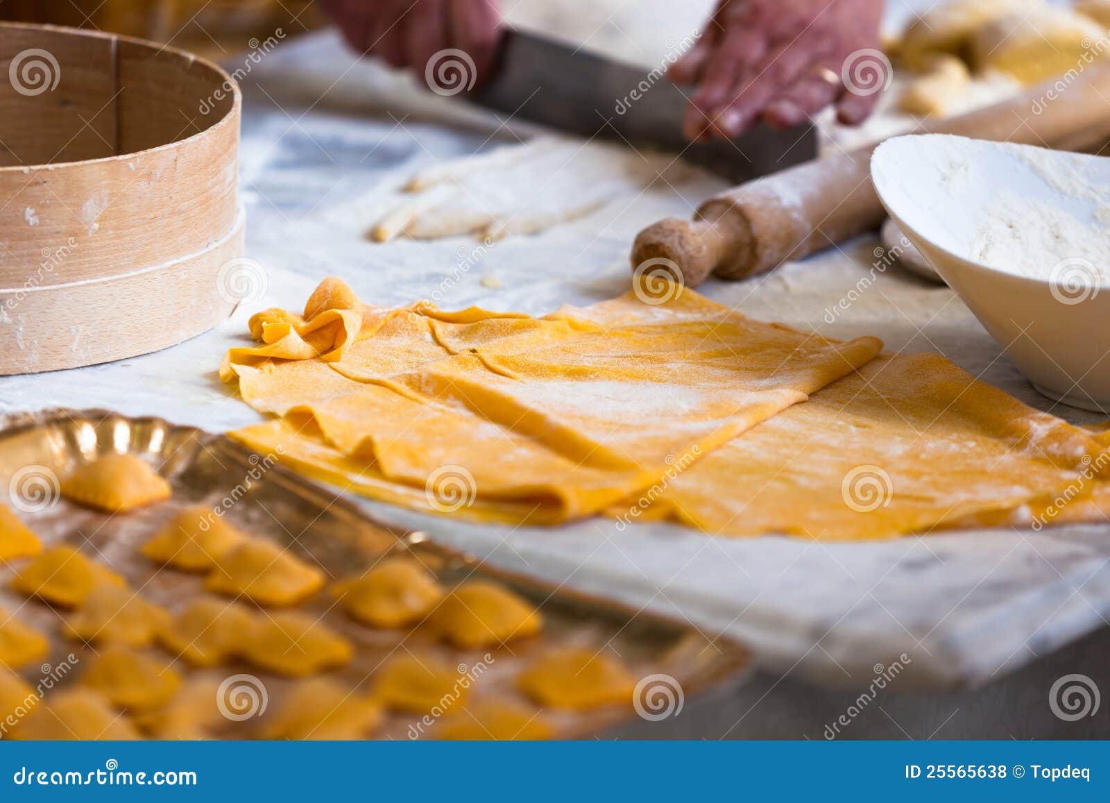 Cooking fresh pasta stock photo. Image of occupation - 25565638