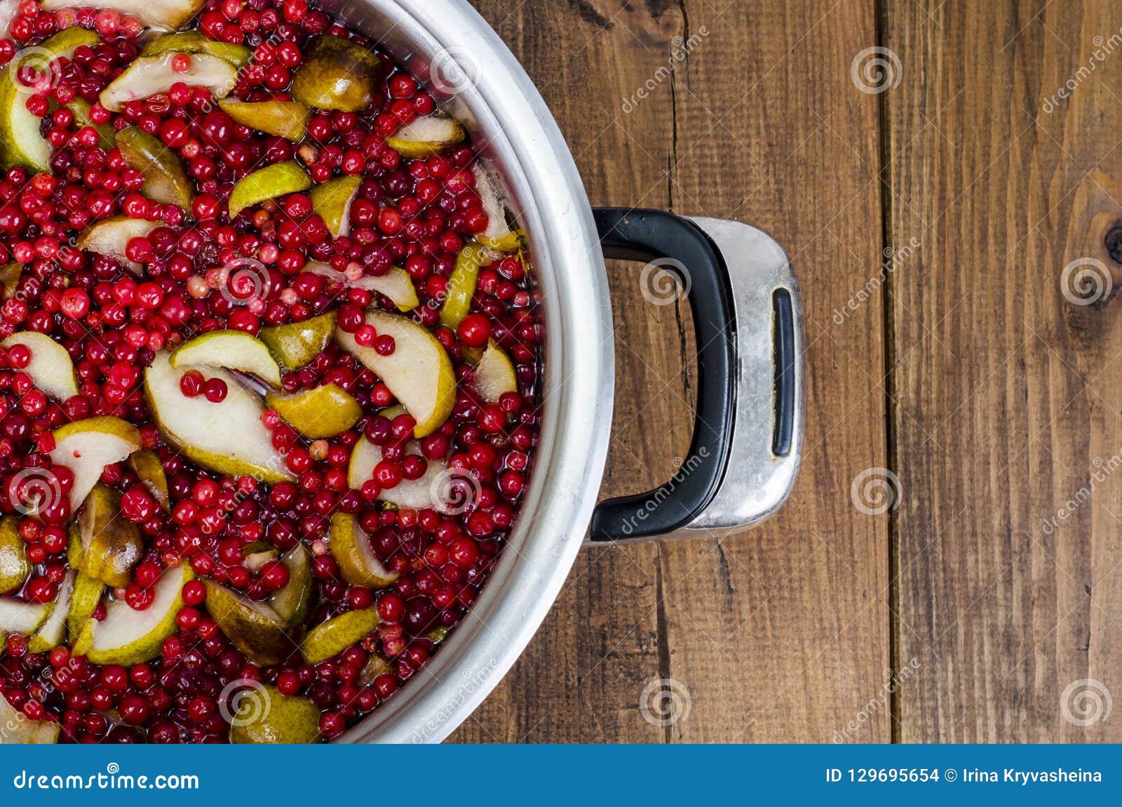 Cooking Fresh Pear and Cranberry Stock Photo - Image of depth ...
