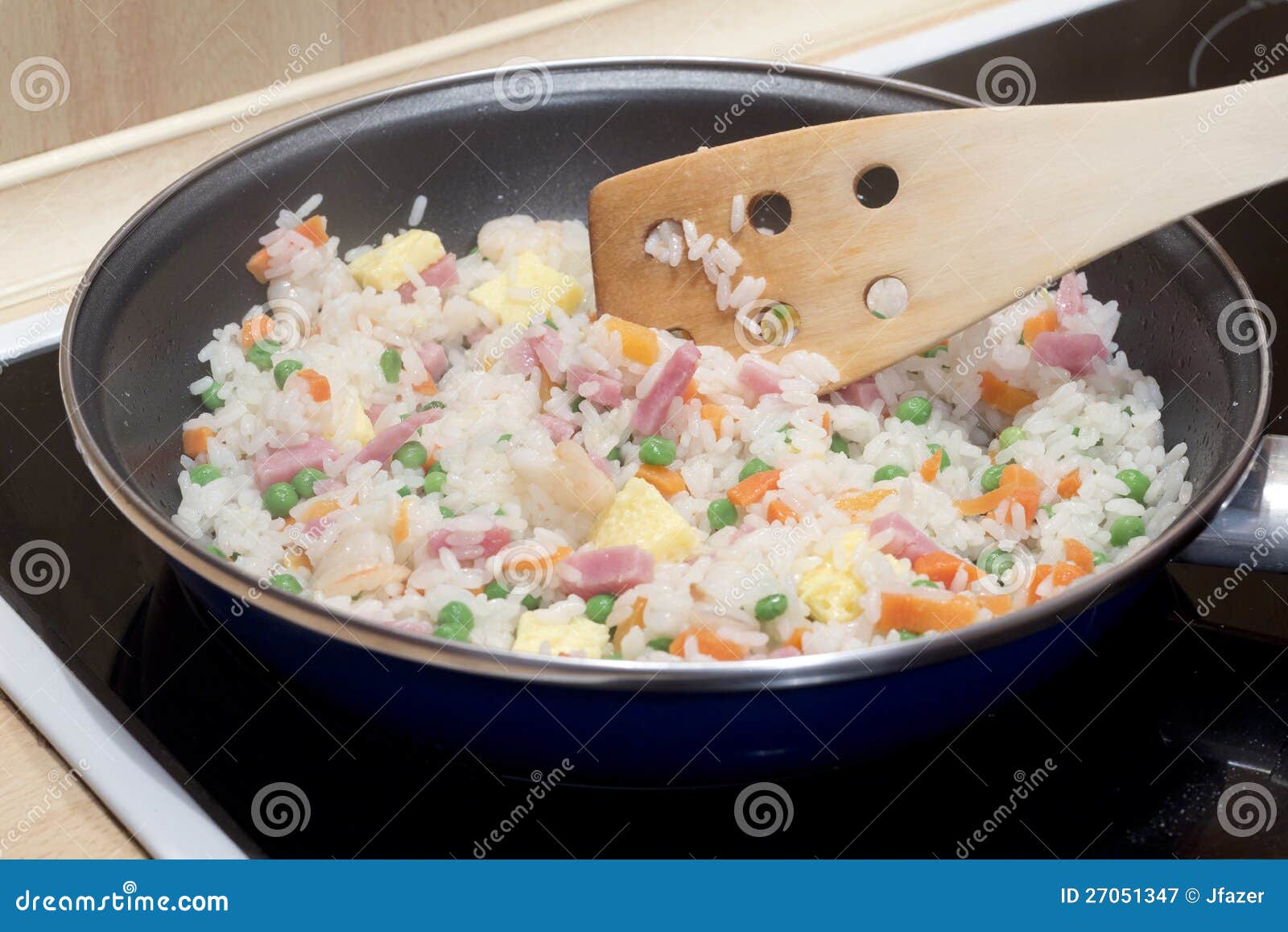 Cooking fried rice stock image. Image of spoon, delight - 27051347
