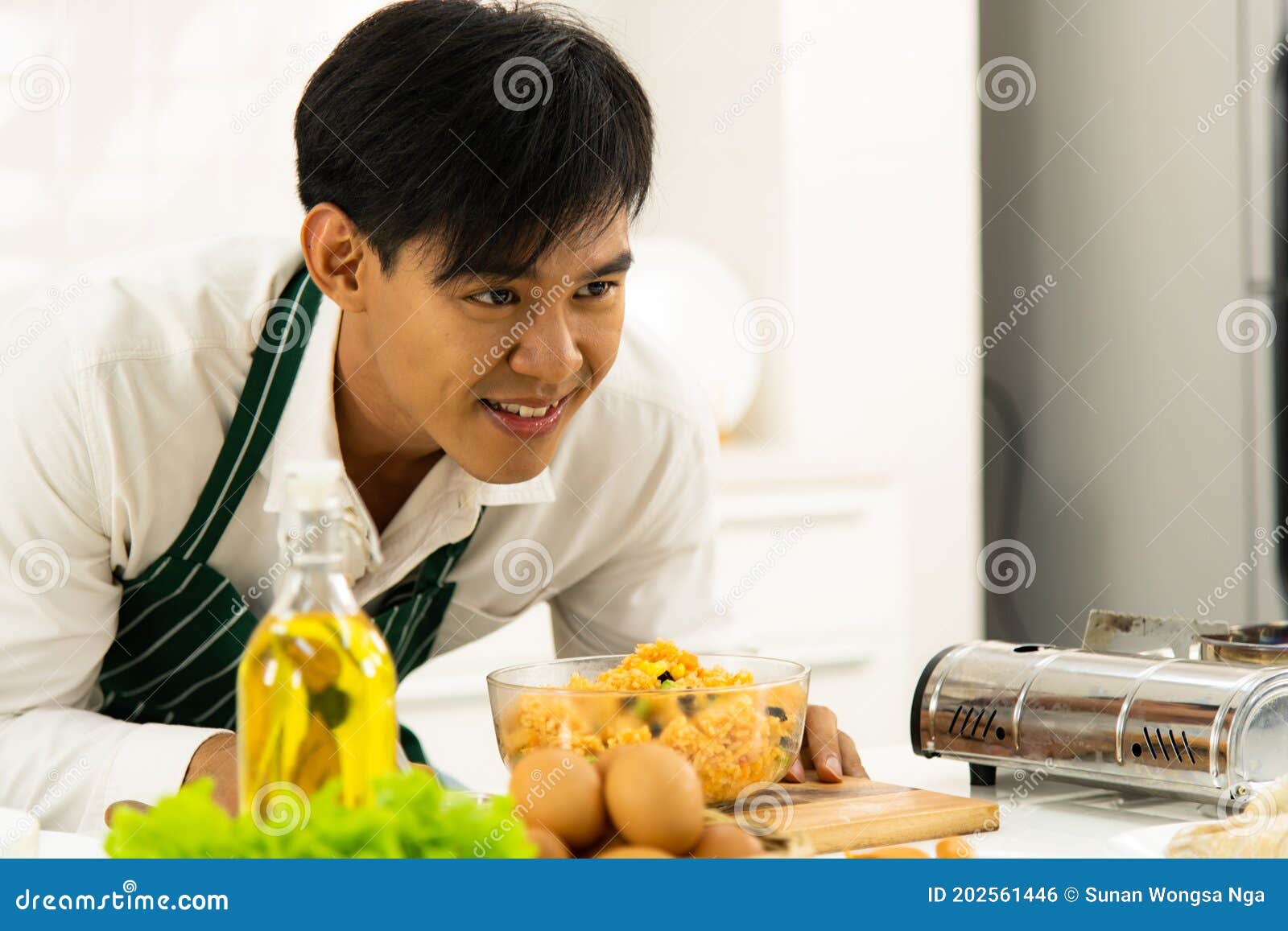 Chef cooking fried rice stock photo. Image of holding - 202561446