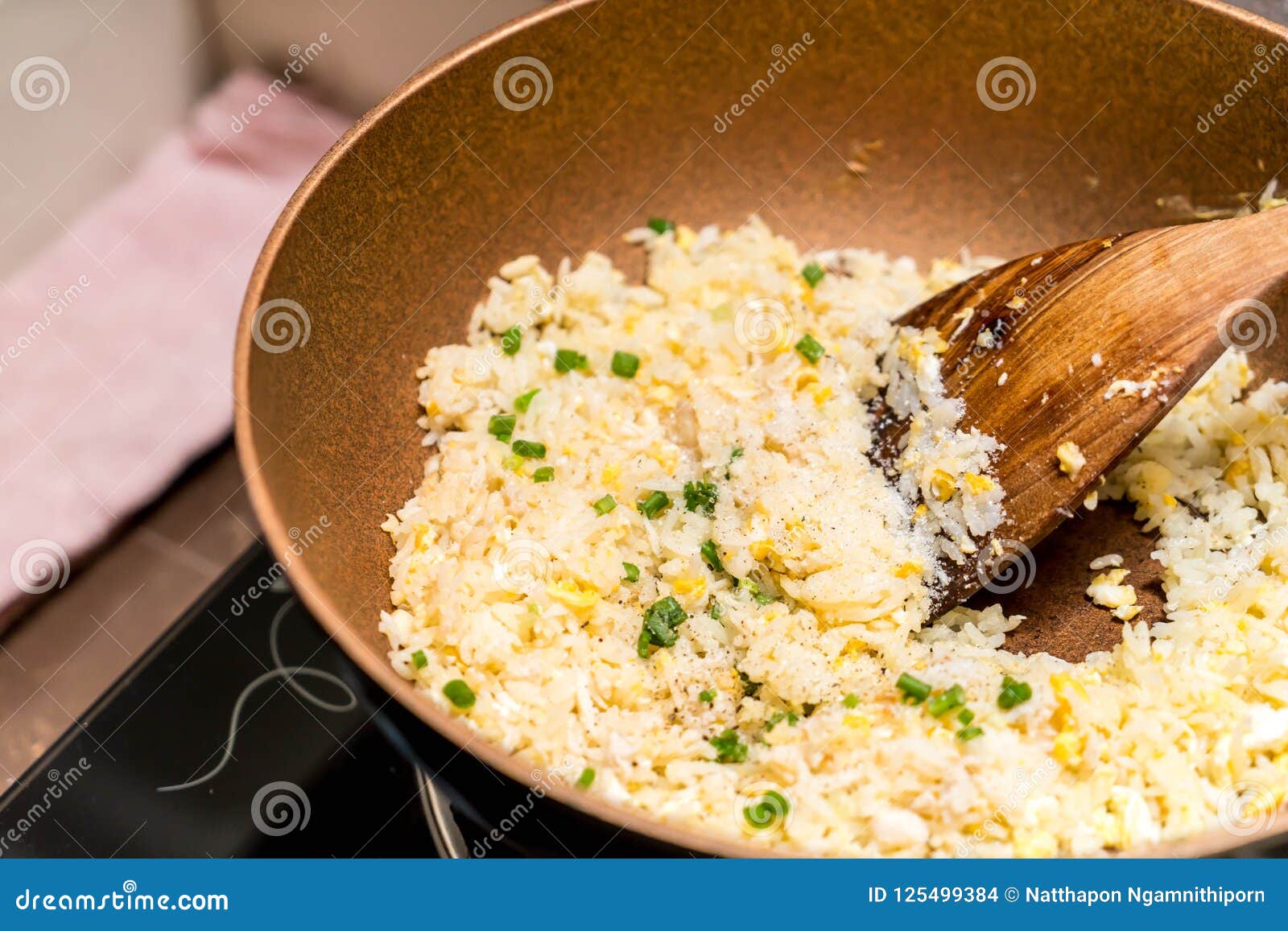 Cooking fried rice stock photo. Image of food, vegetable - 125499384