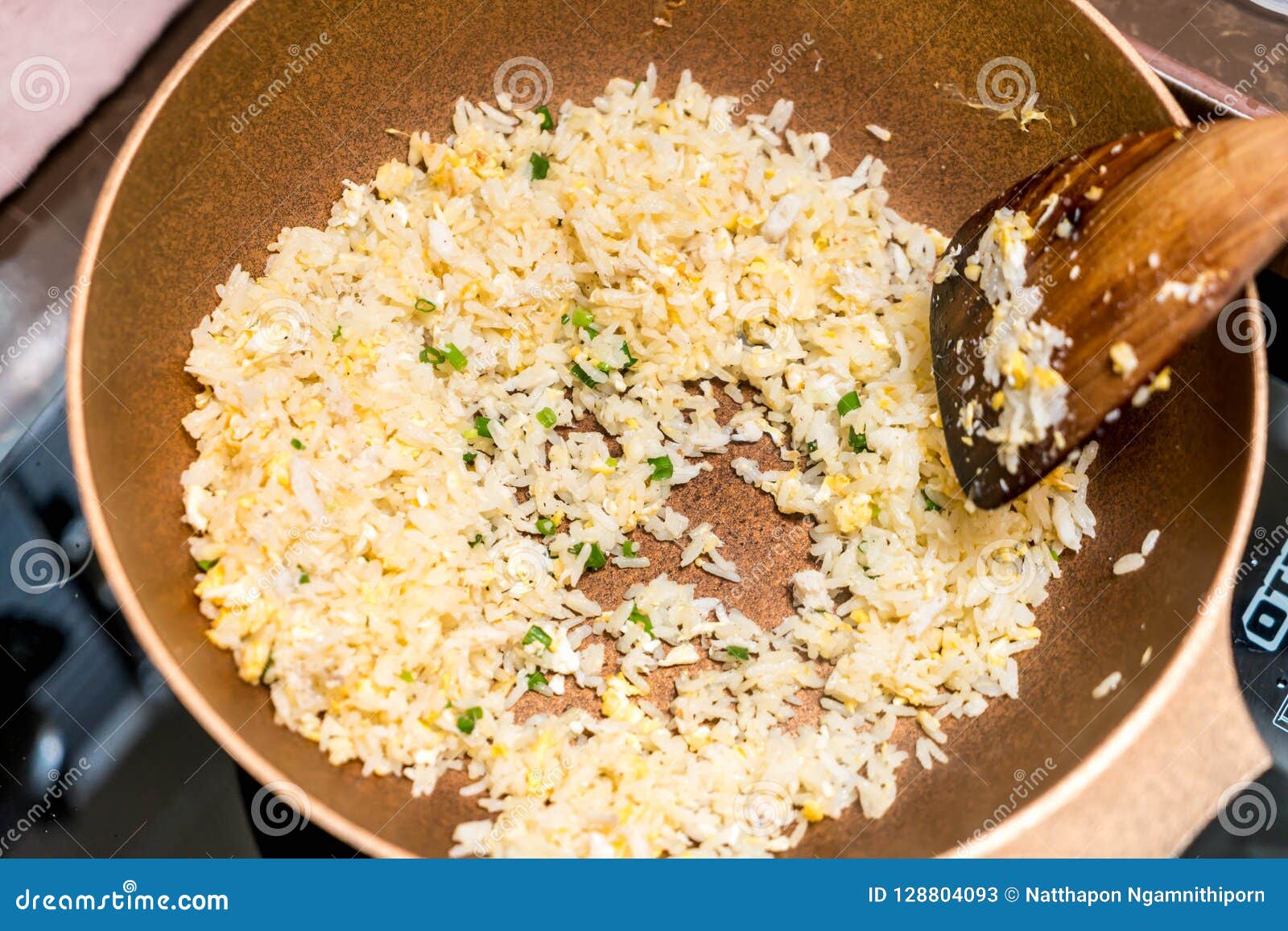 Cooking fried rice stock image. Image of fried, spinach - 128804093