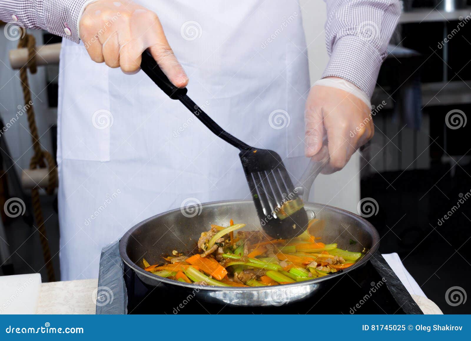 Cooking in a frying pan stock image. Image of carrots - 81745025