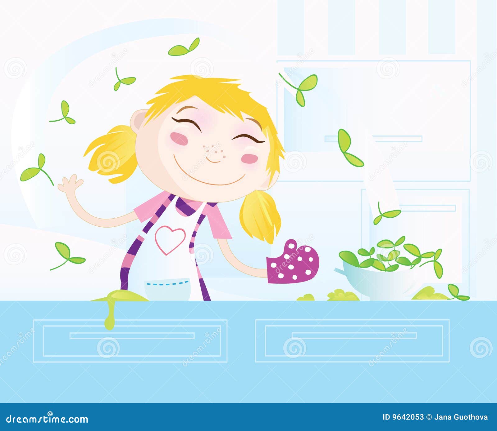 Cooking is fun! stock vector. Illustration of friend, blonde - 9642053