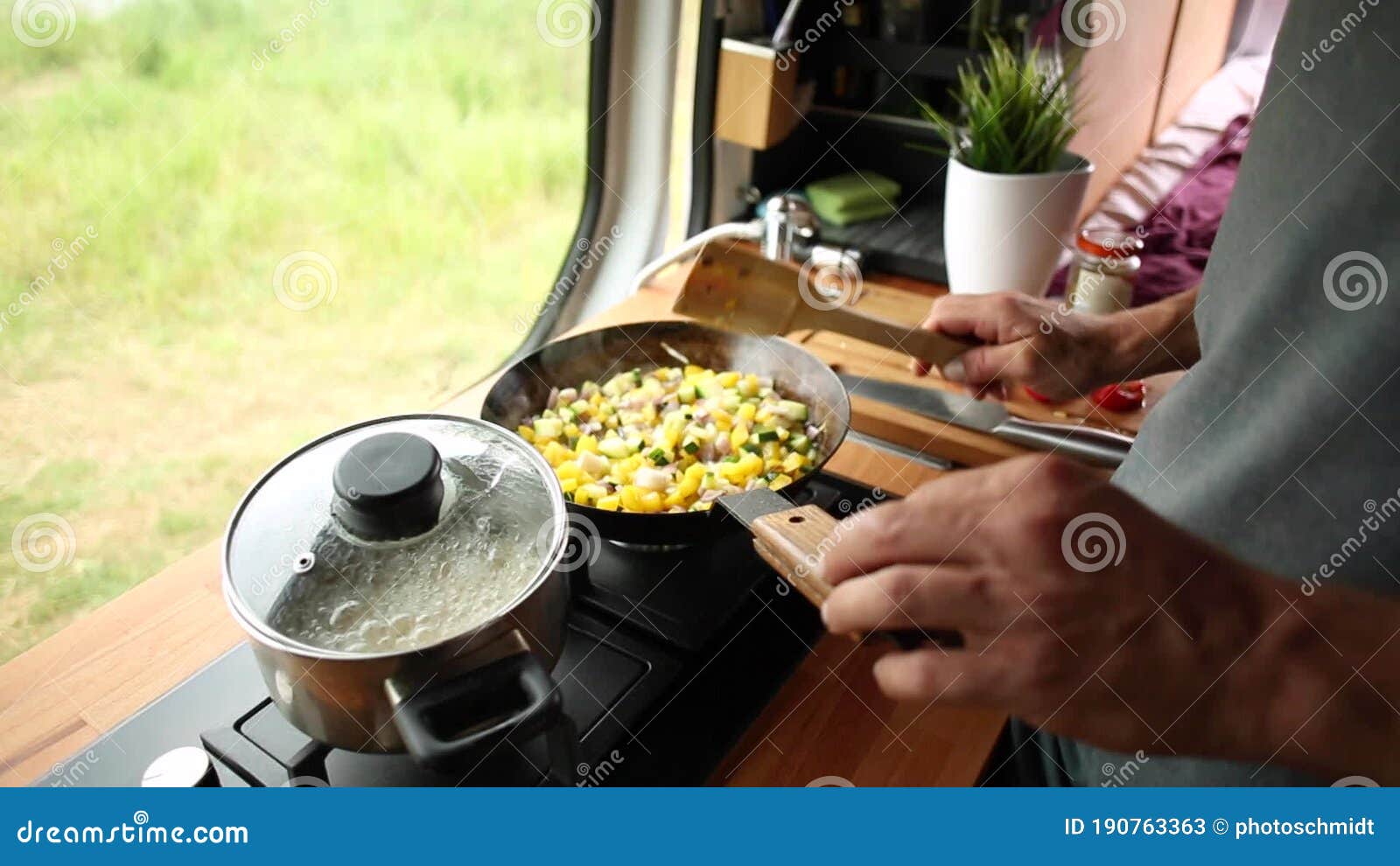 Cooking on a Gas Stove Inside a Caravan Stock Video - Video of ...