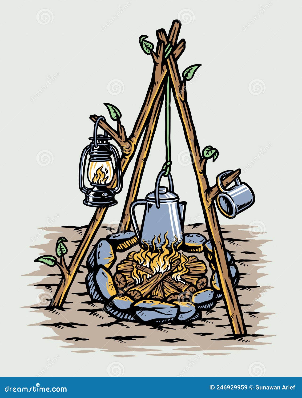 Cooking in the Great Outdoors Illustration Stock Vector - Illustration ...