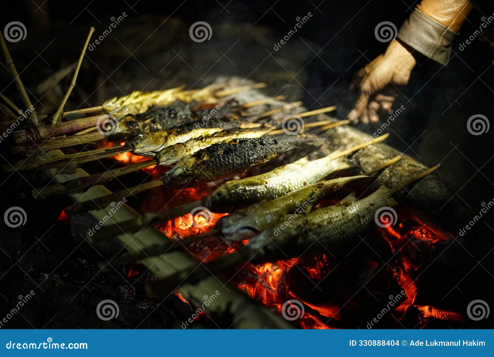 Cooking Grilled Fish with Ember Stock Photo - Image of grill ...
