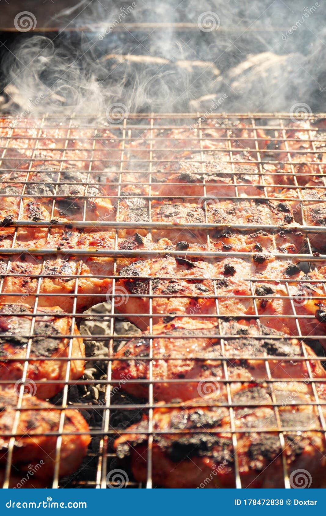 Cooking Grilled Meat Stake Dinner on Barbecue Stock Photo - Image of ...