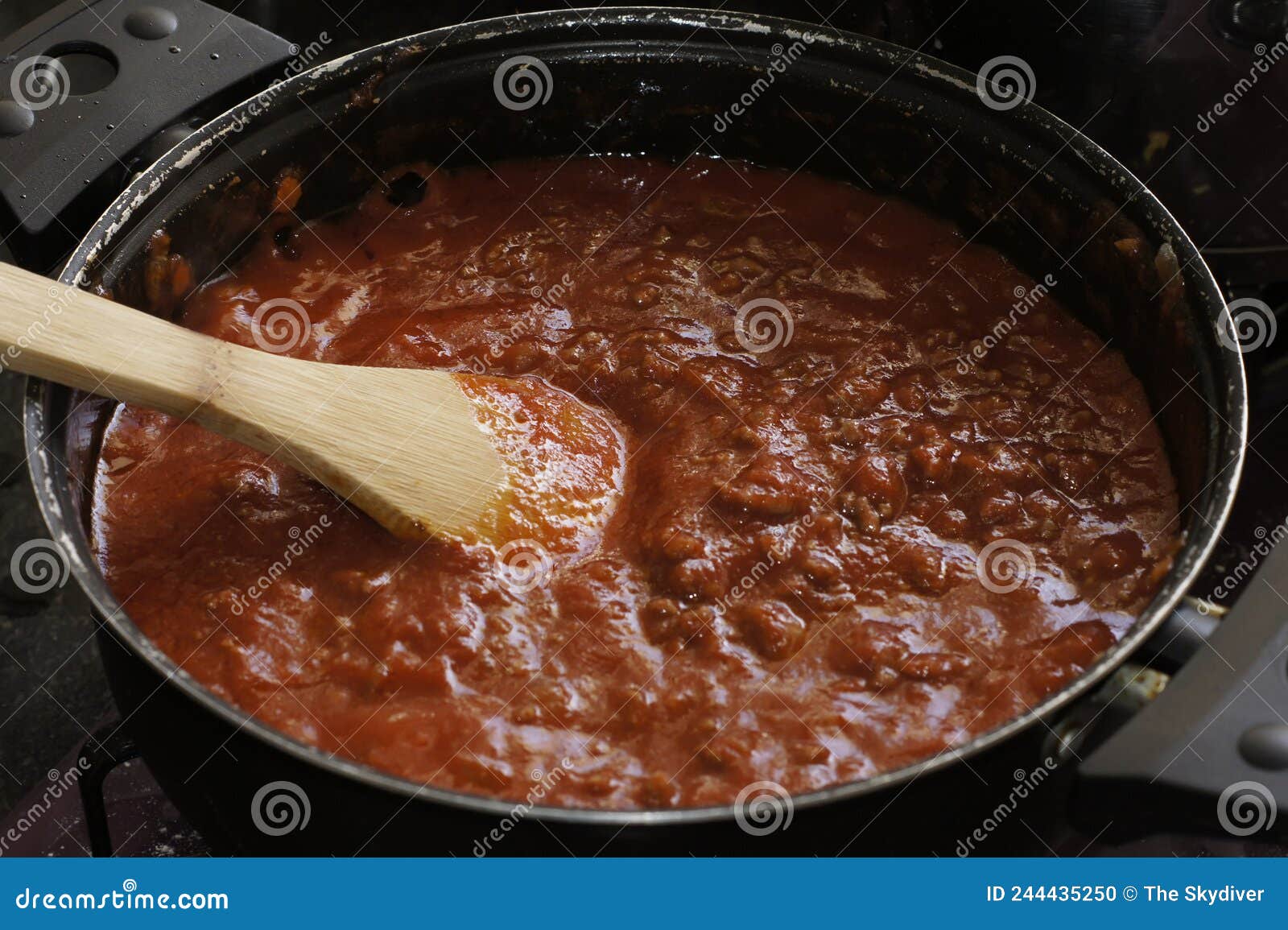 Cooking Ground Beef with Tomato Salsa. Stock Photo - Image of meat ...