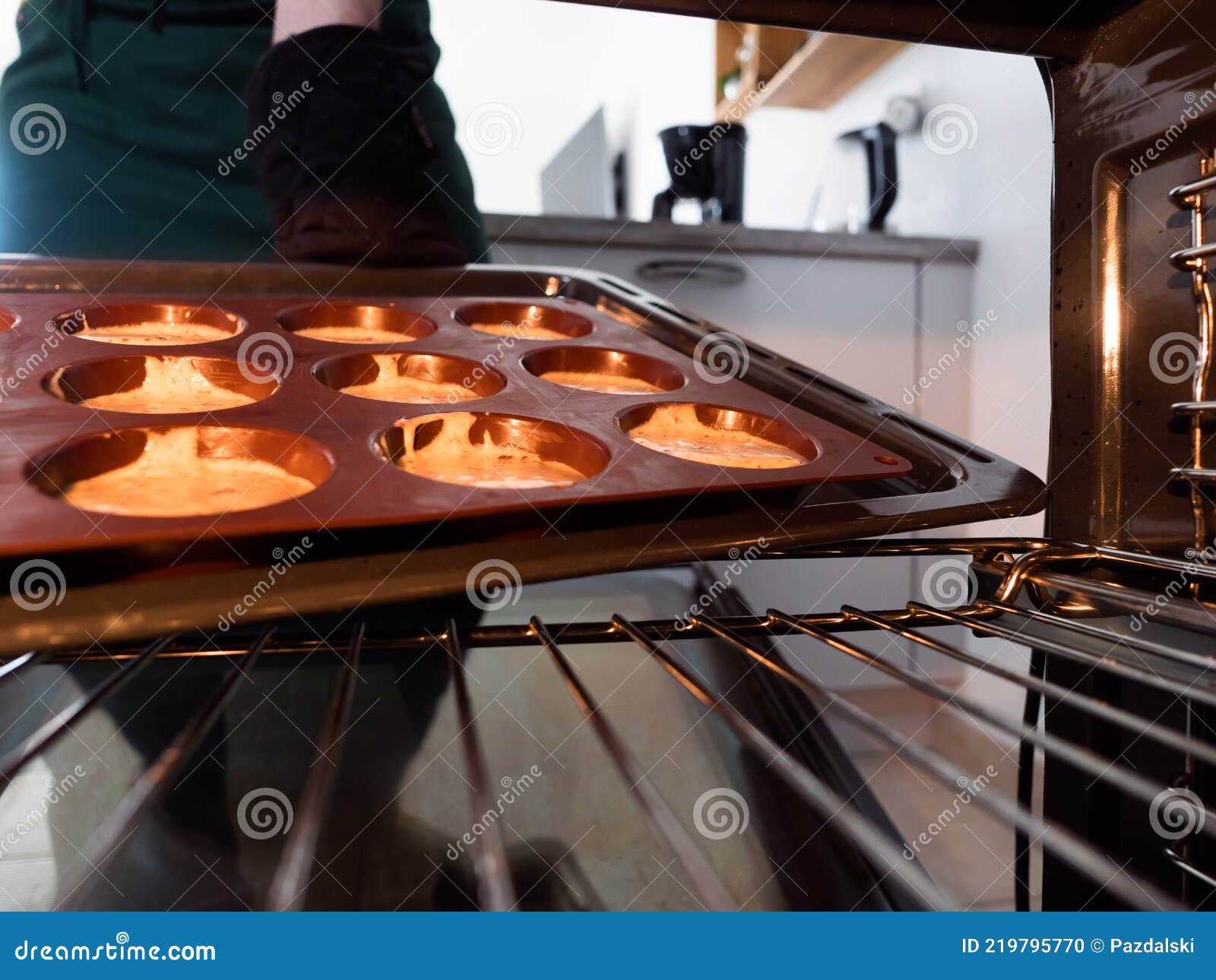Cooking at Home - Baking in the Oven. the Chef Puts the Cake in the ...