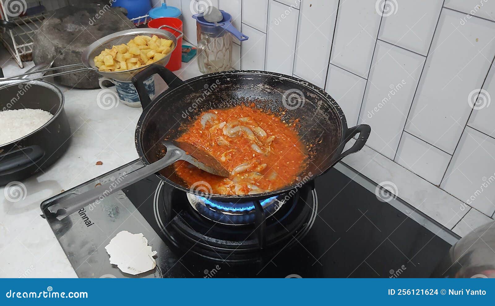 Cooking hot chilli sauce stock photo. Image of eating - 256121624