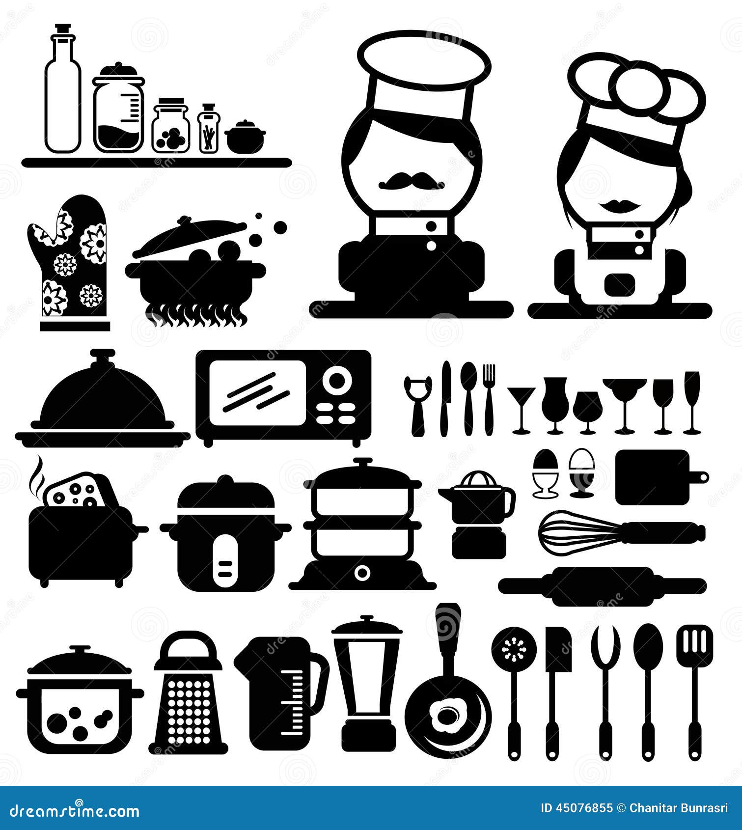 Cooking icons stock vector. Illustration of asian, lunch - 45076855