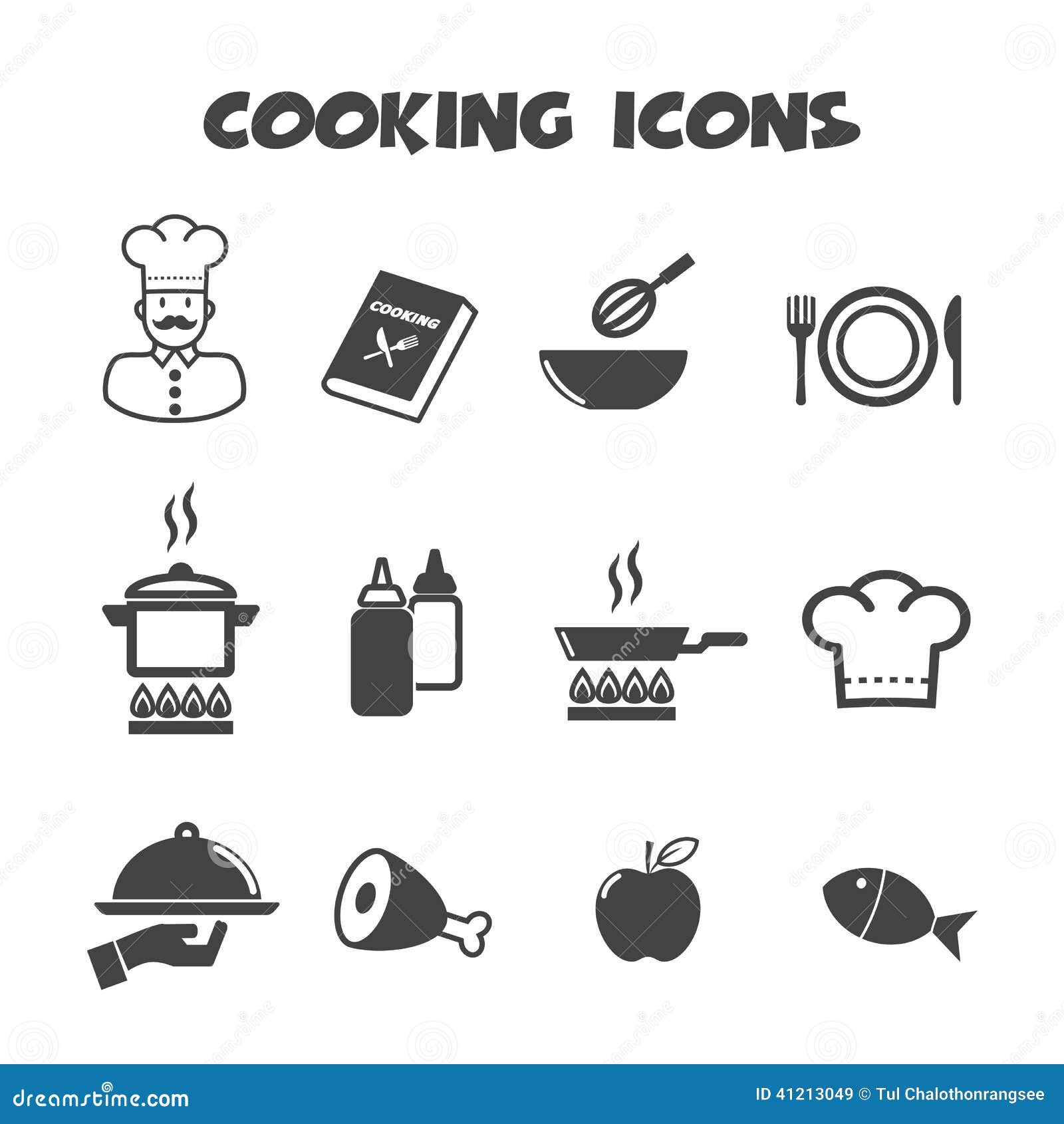 Cooking Icons And Labels. Icons For Recipe Books Include Logos Desserts ...