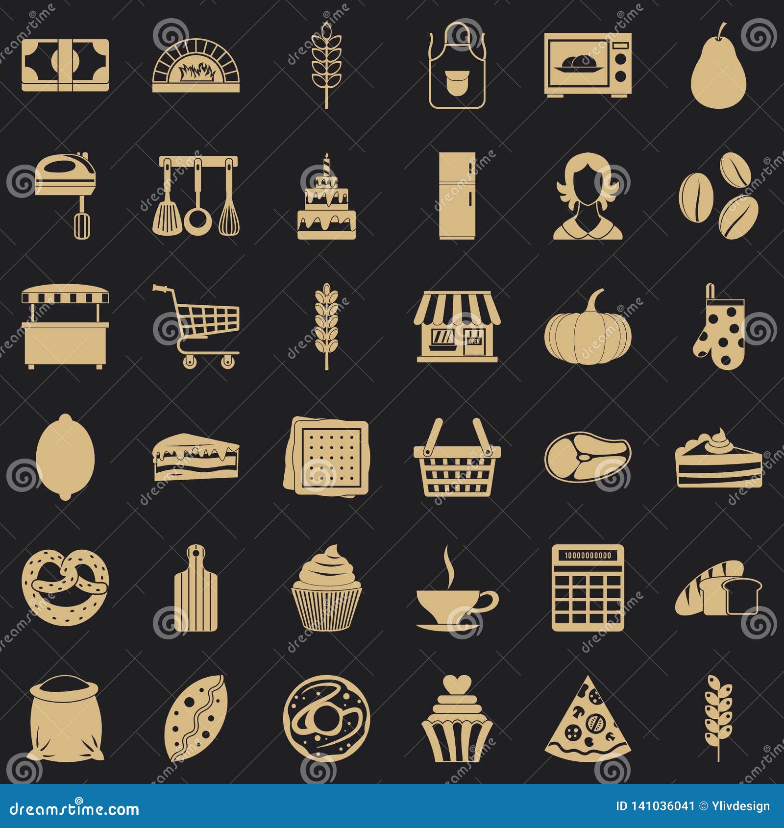 Cooking Icons Set, Simple Style Stock Vector - Illustration of cart ...