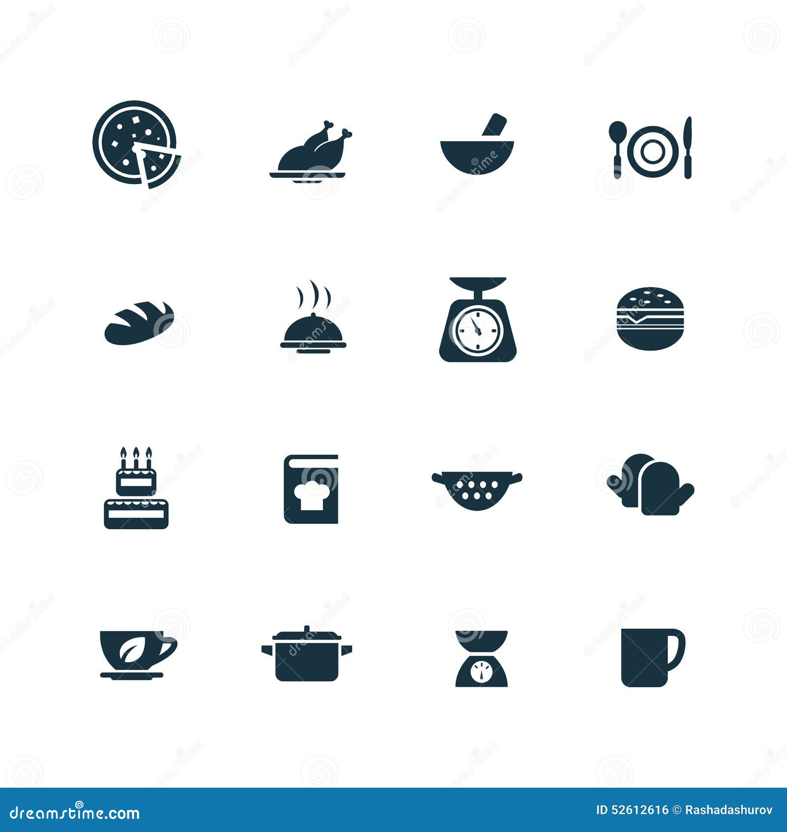 Set Of Cooking Icons On A Purple Background Vector Illustration ...